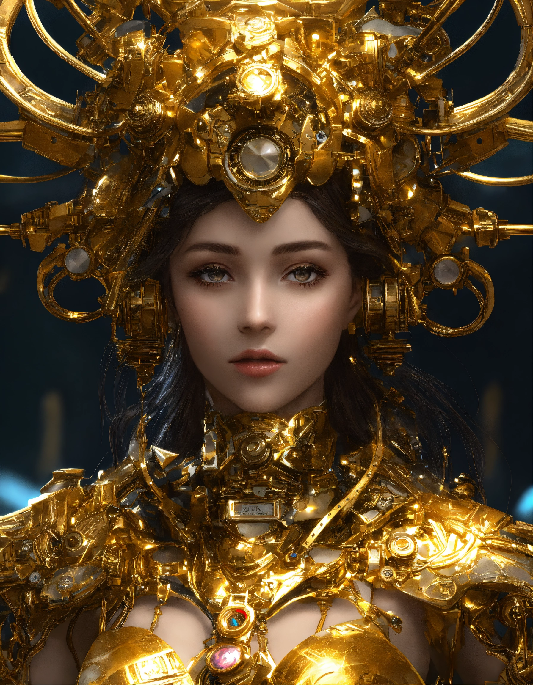 Lexica - Mechanical goddess, golden, spellbound, quad HD, cfg scale 40