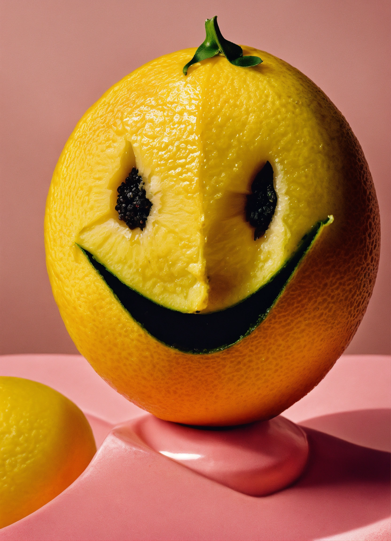 Lexica - A lemon with weird smiling human face, wtf, cover of vogue