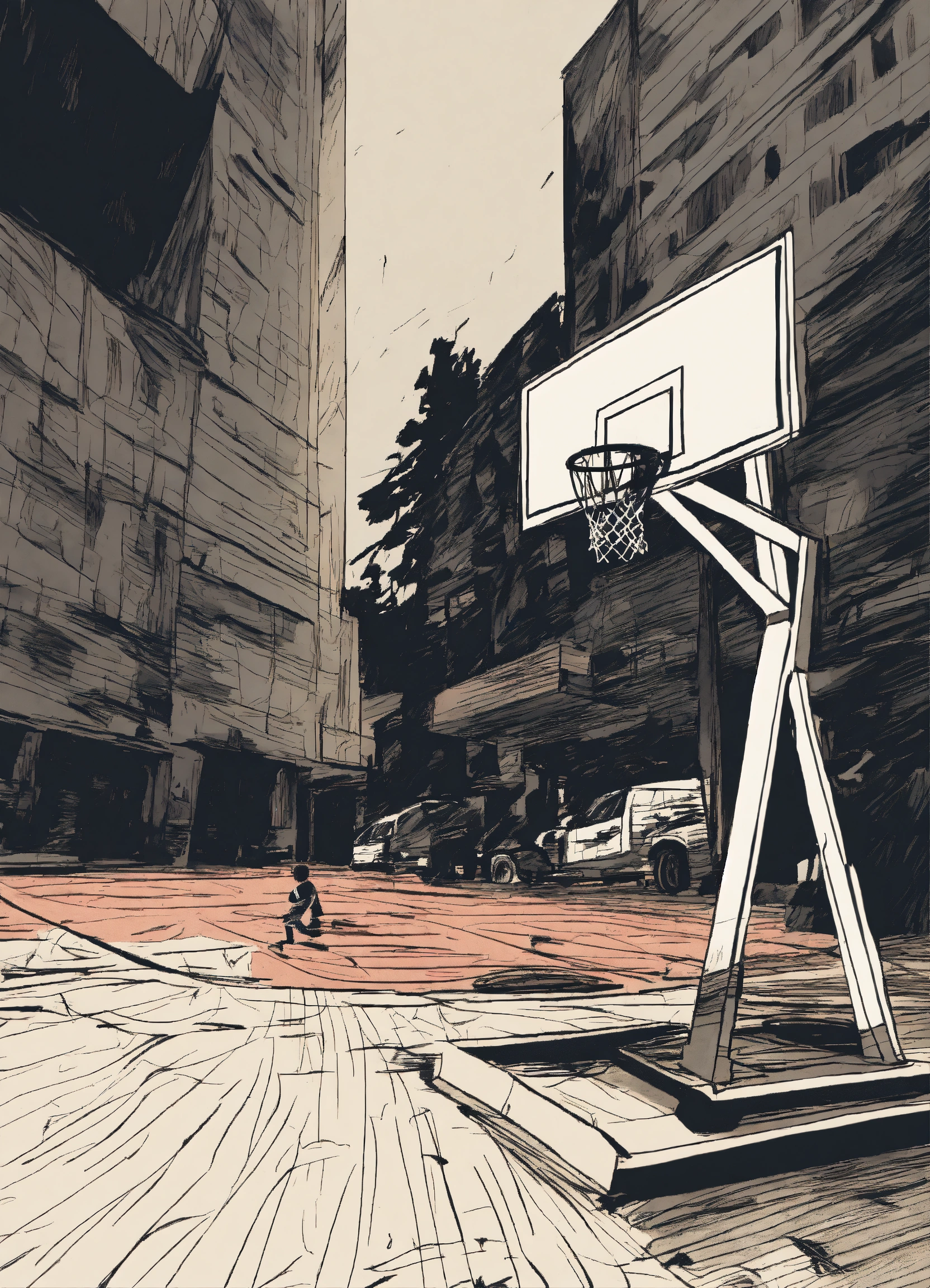 Lexica - Scratchy pen strokes, blind contour, fisheye perspective ...