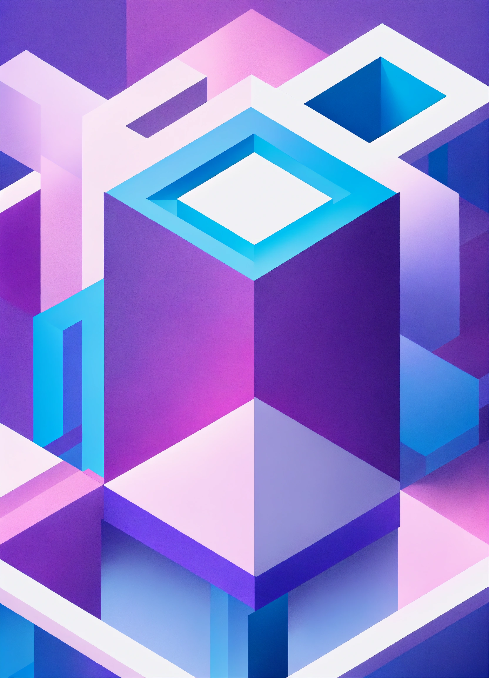 Lexica - Isometric shape, 3D, intersecting blocks in cross, blue color ...