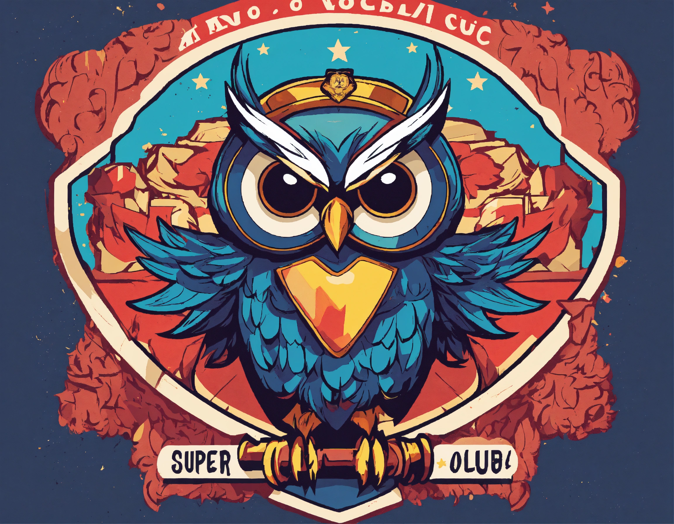 Lexica - Super hero owl club illustration art, die-cut sticker, muted ...