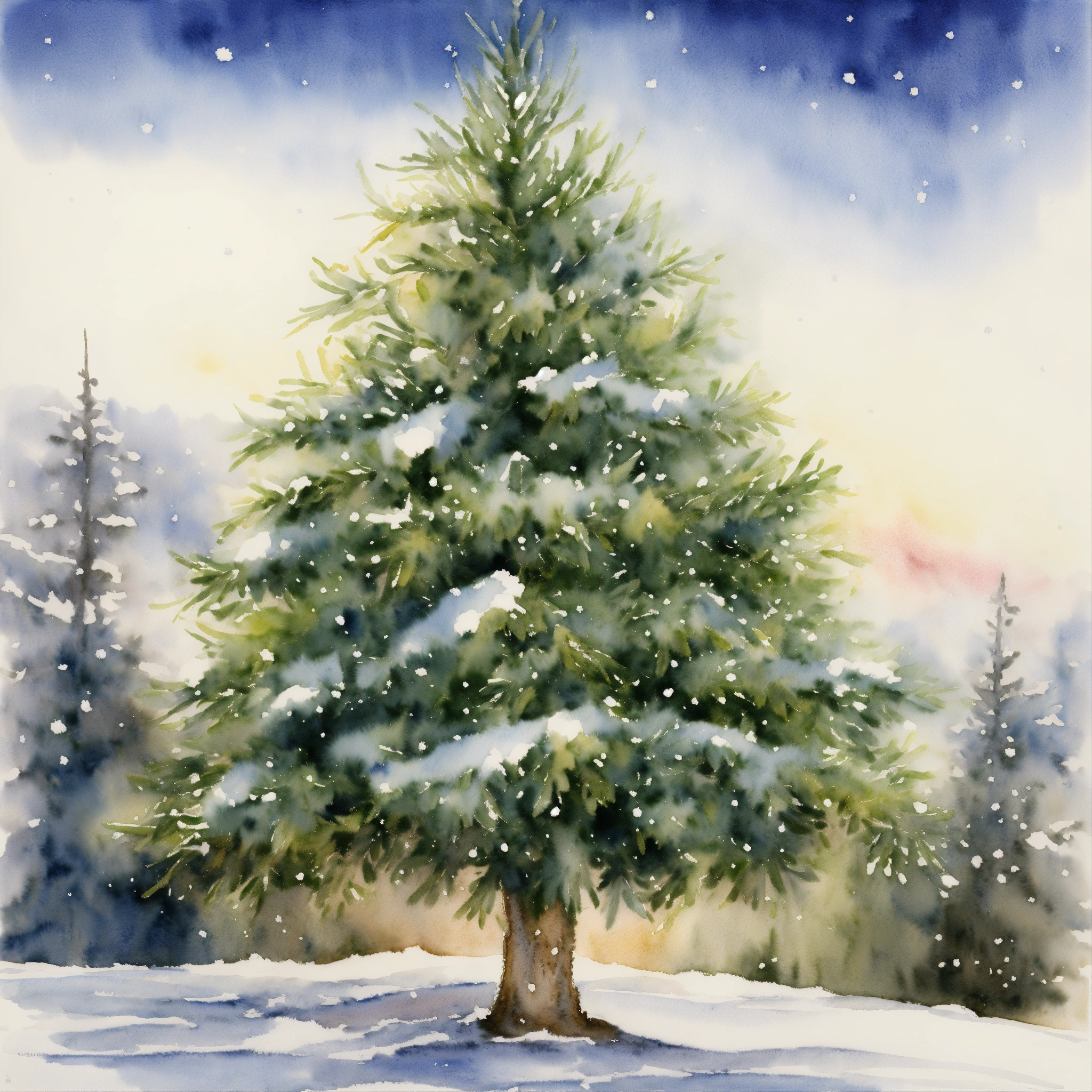 Lexica - White background, a Christmas tree covered with snow, realism ...