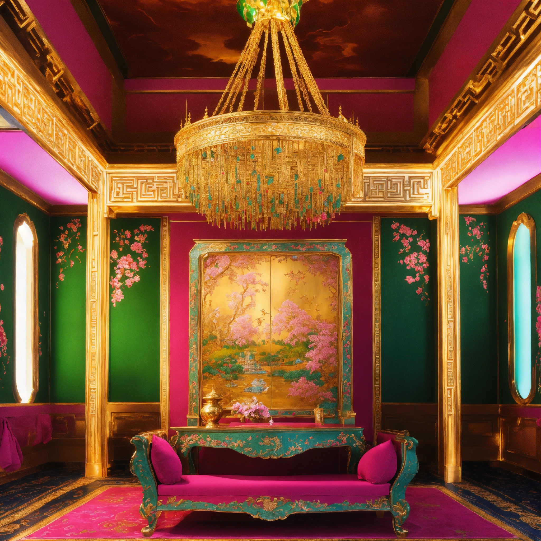 Lexica - Futuristic magnificent Chinese palace interior sitting room ...