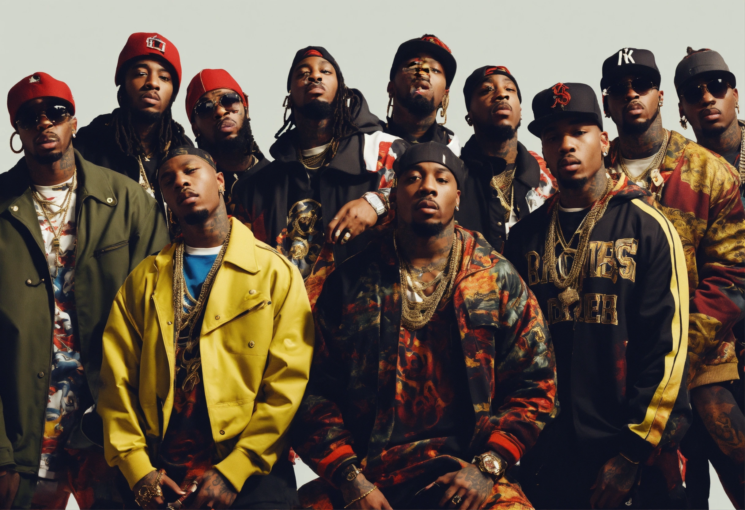 Lexica - Faded white background wallpaper of a lot of rappers