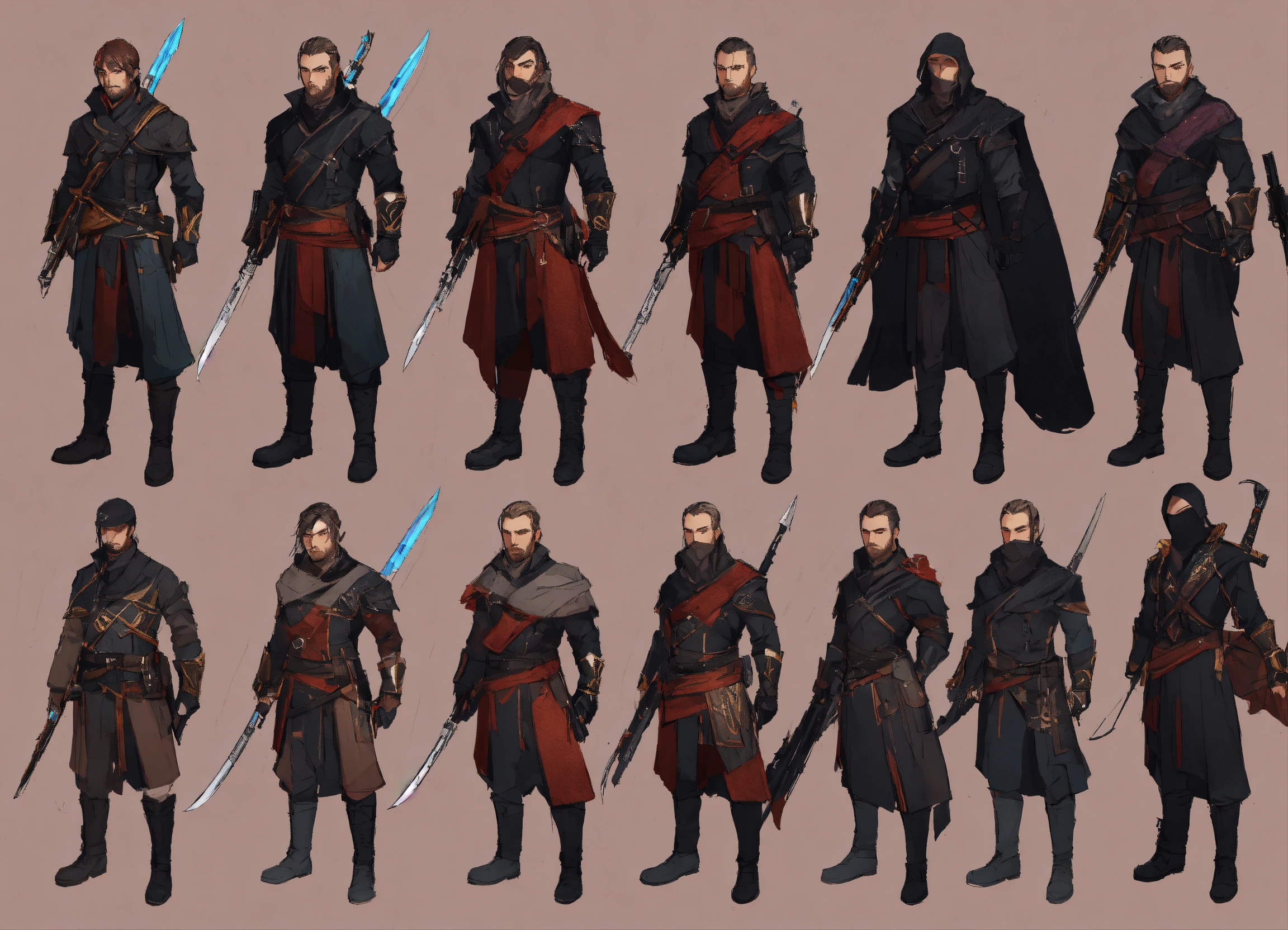 Lexica - Concept art of assassin, 12 different designs with different ...