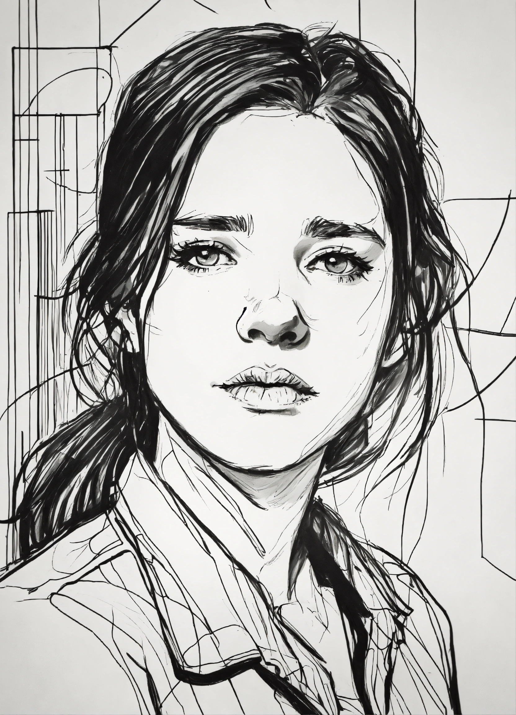 Lexica - Beautiful portrait of Ellie The Last of Us, one line drawing ...