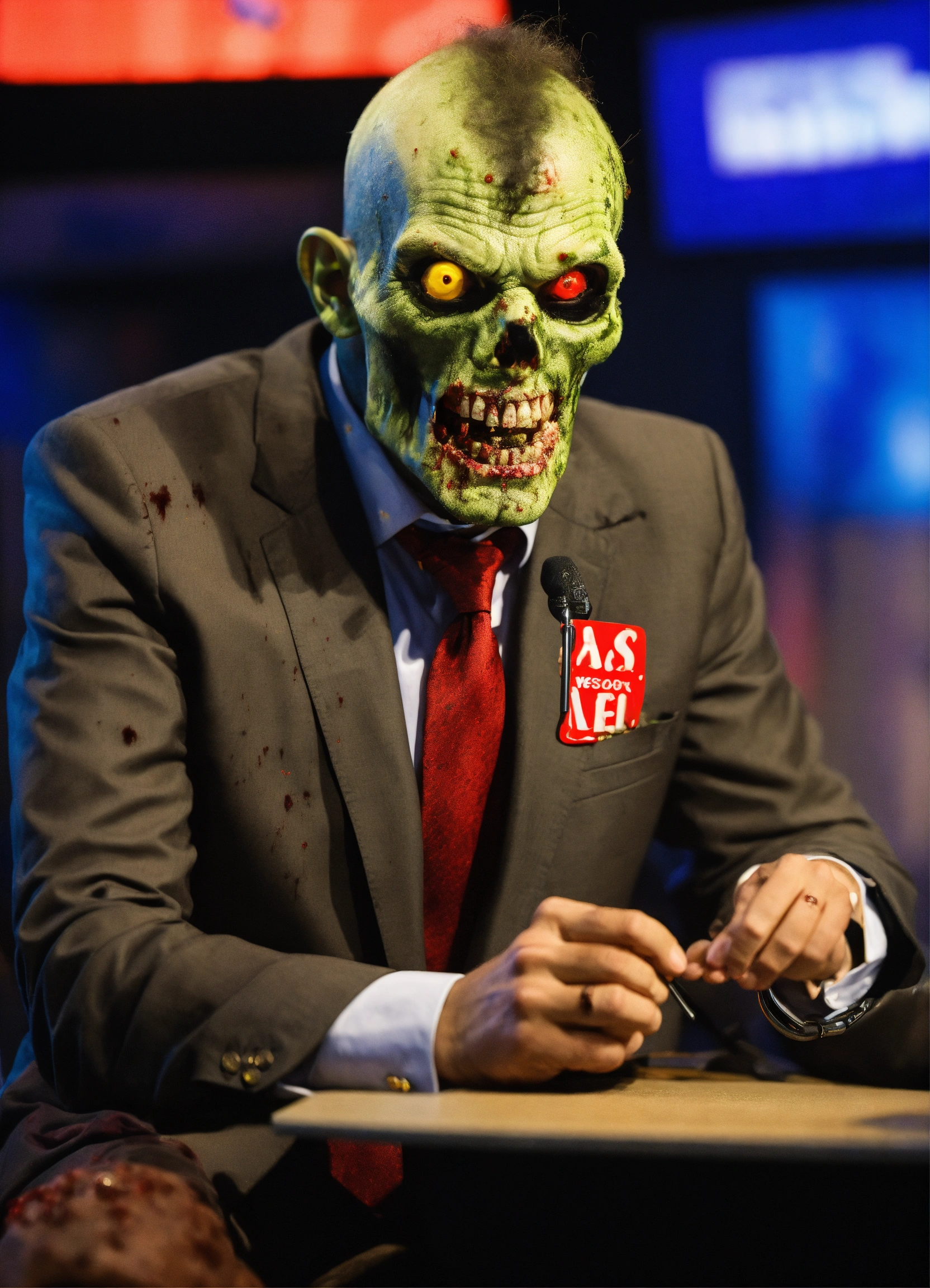 Lexica - ChatGPT being interviewed, by a zombie news anchor.