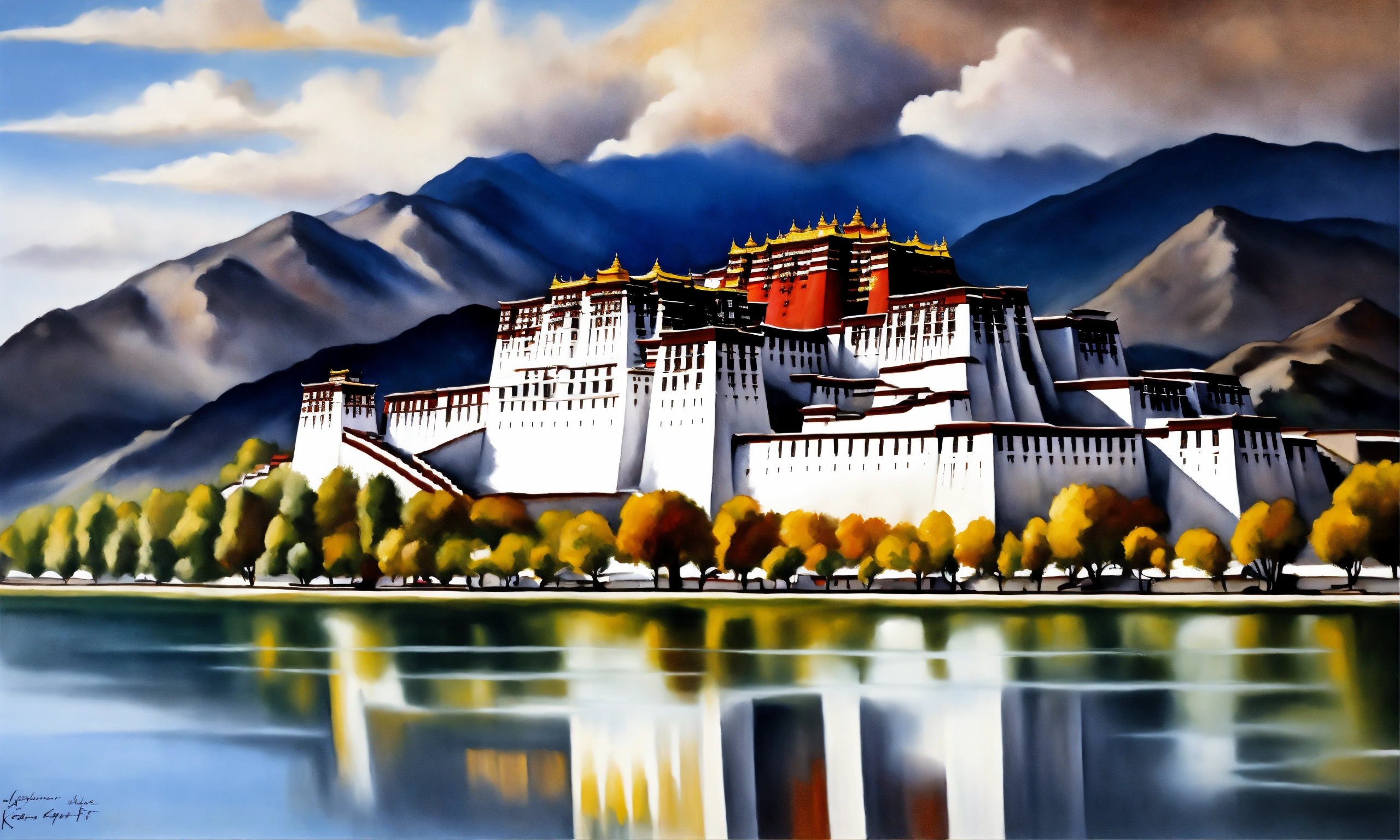Lexica - The Potala Palace Tibet, a painting in the style of Georgia O ...