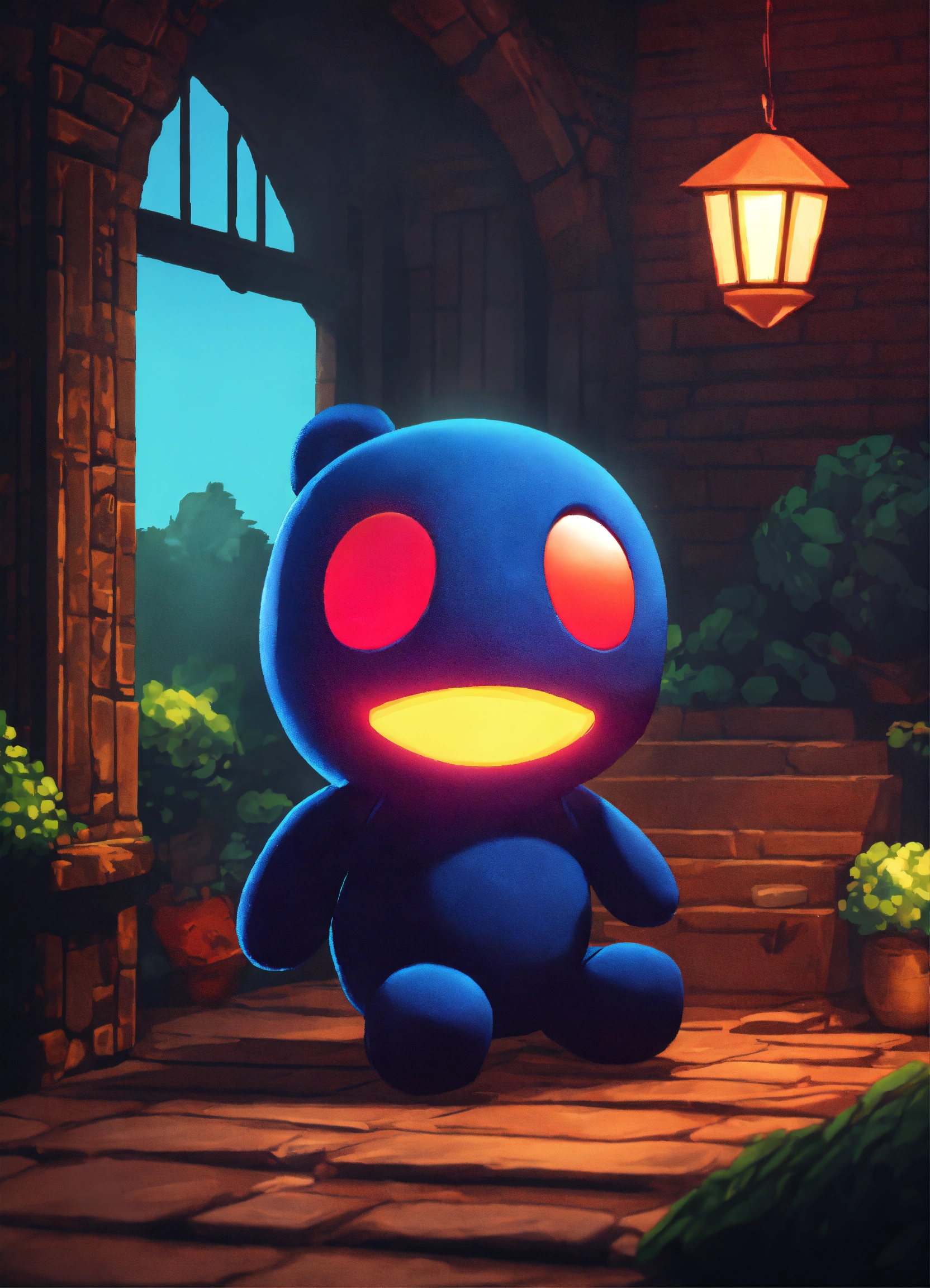 Lexica - Dark plush toy, platformer, 16 bit, computer character