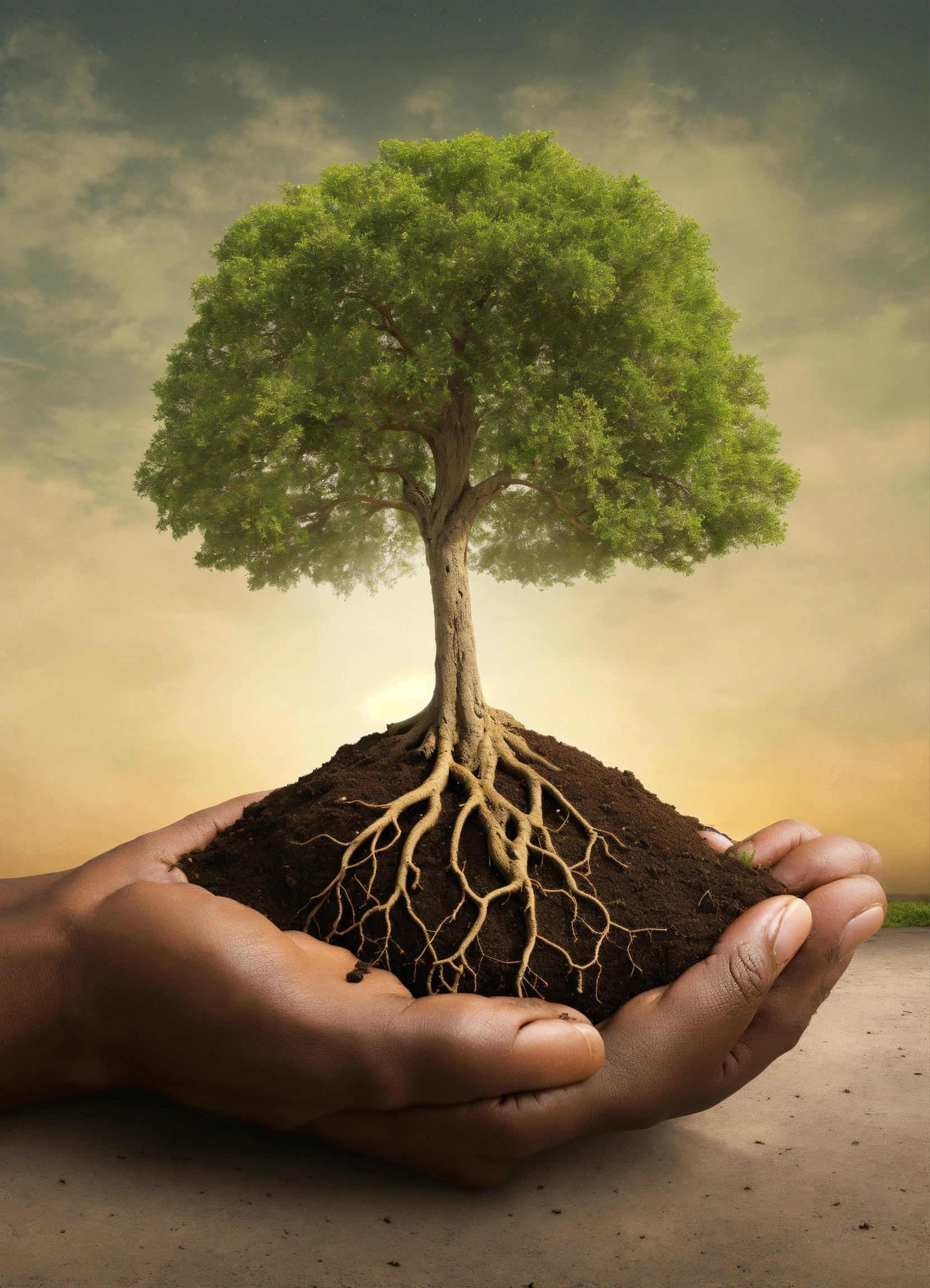 Lexica - The hand of an African American person with a tree, with no ...