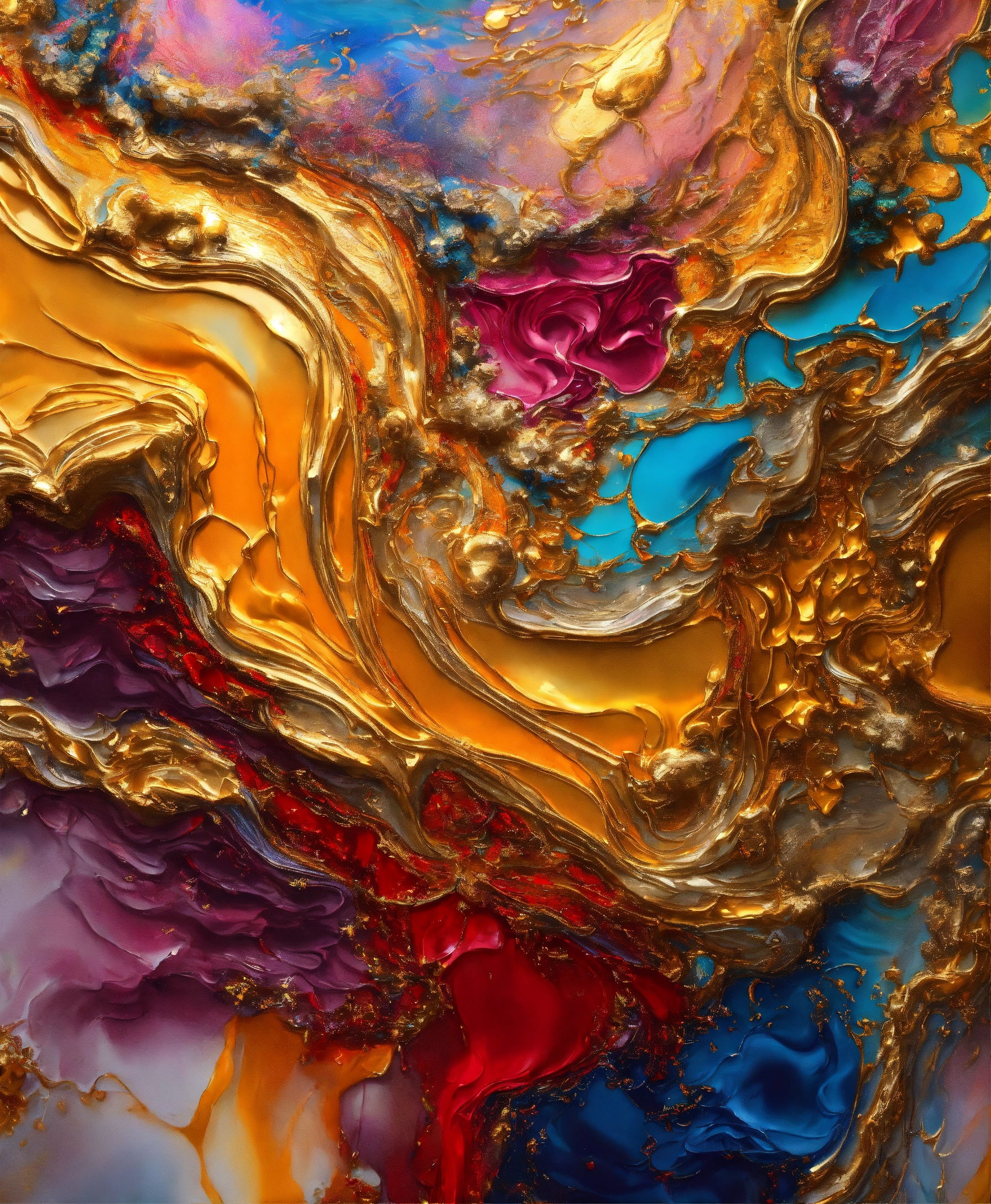 Lexica - Colorful abstract painting oil and water complex complicated ...