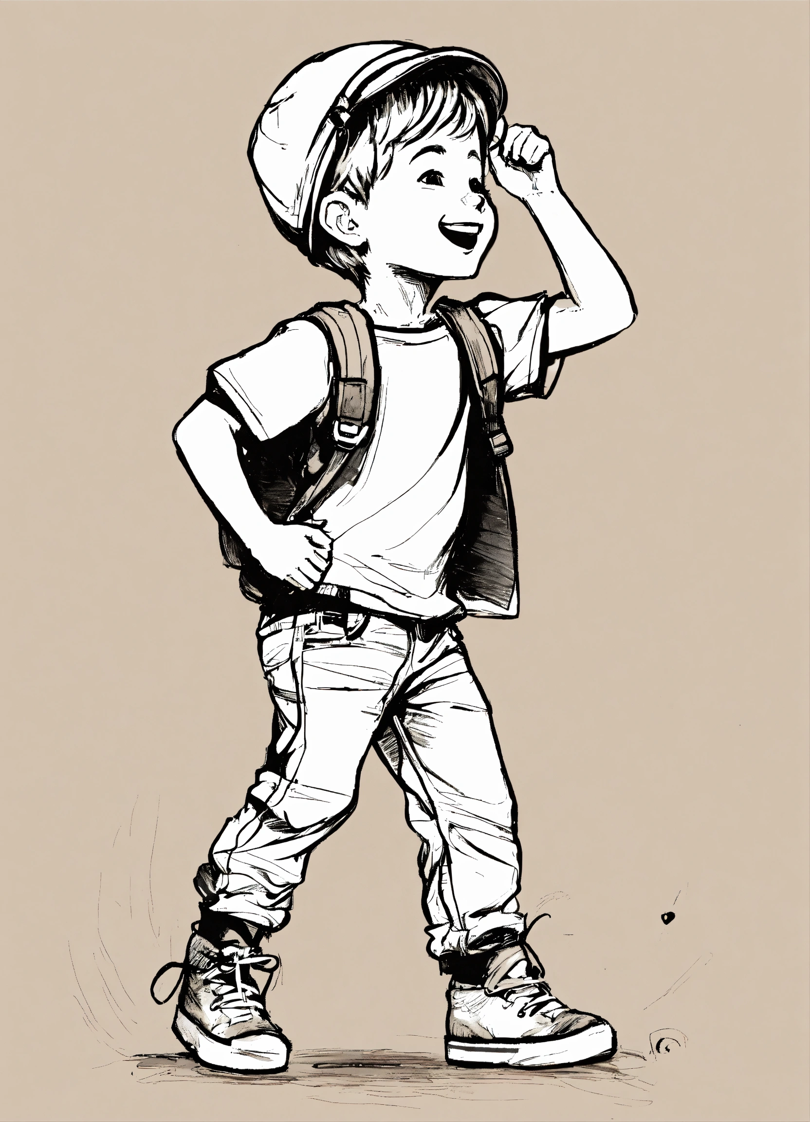 Lexica - A cute, happy boy drawn from the profile. Looking to the side ...