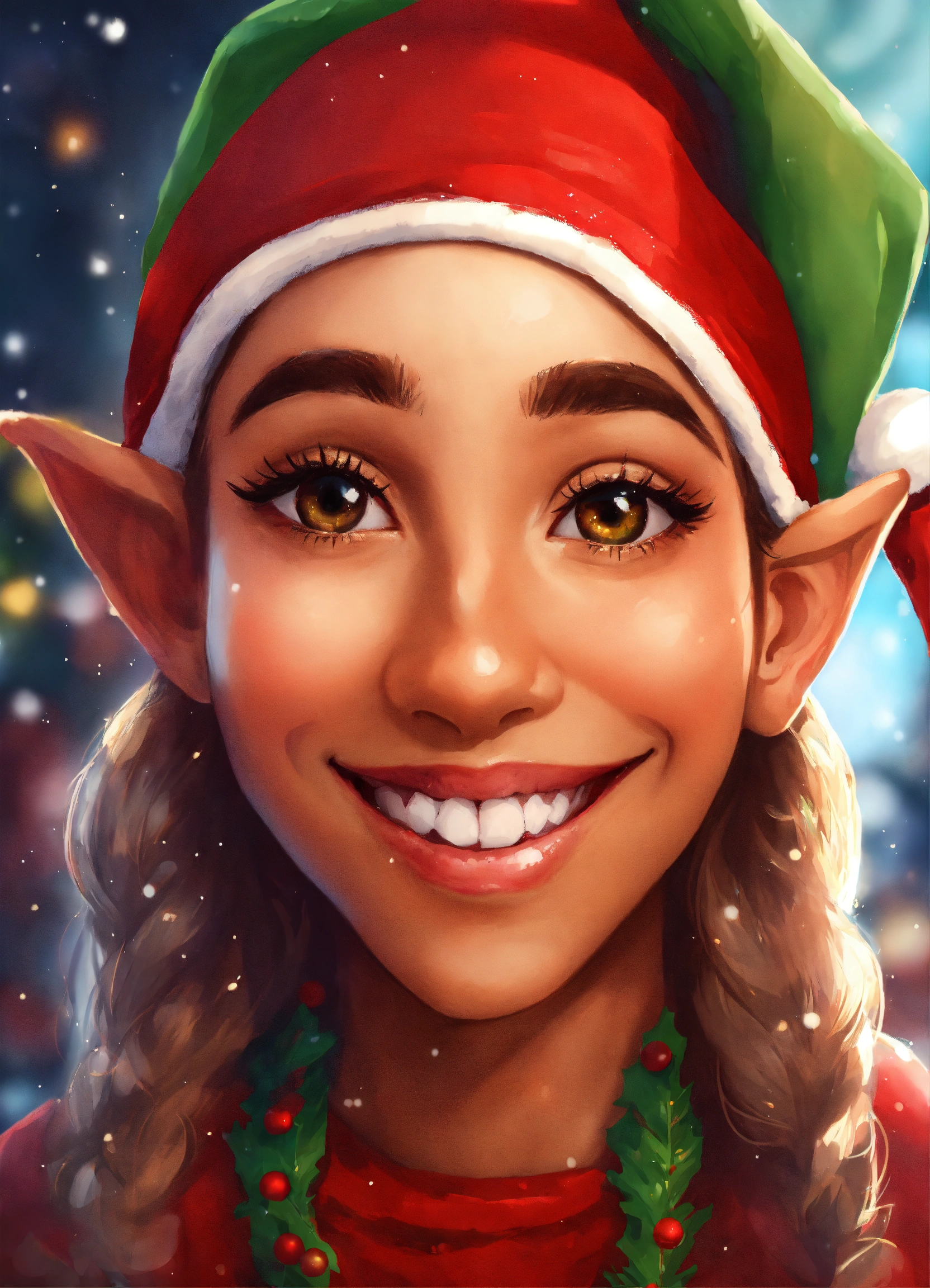 Lexica - Christmas elf face portrait, cute, happy, smiling, christmass ...