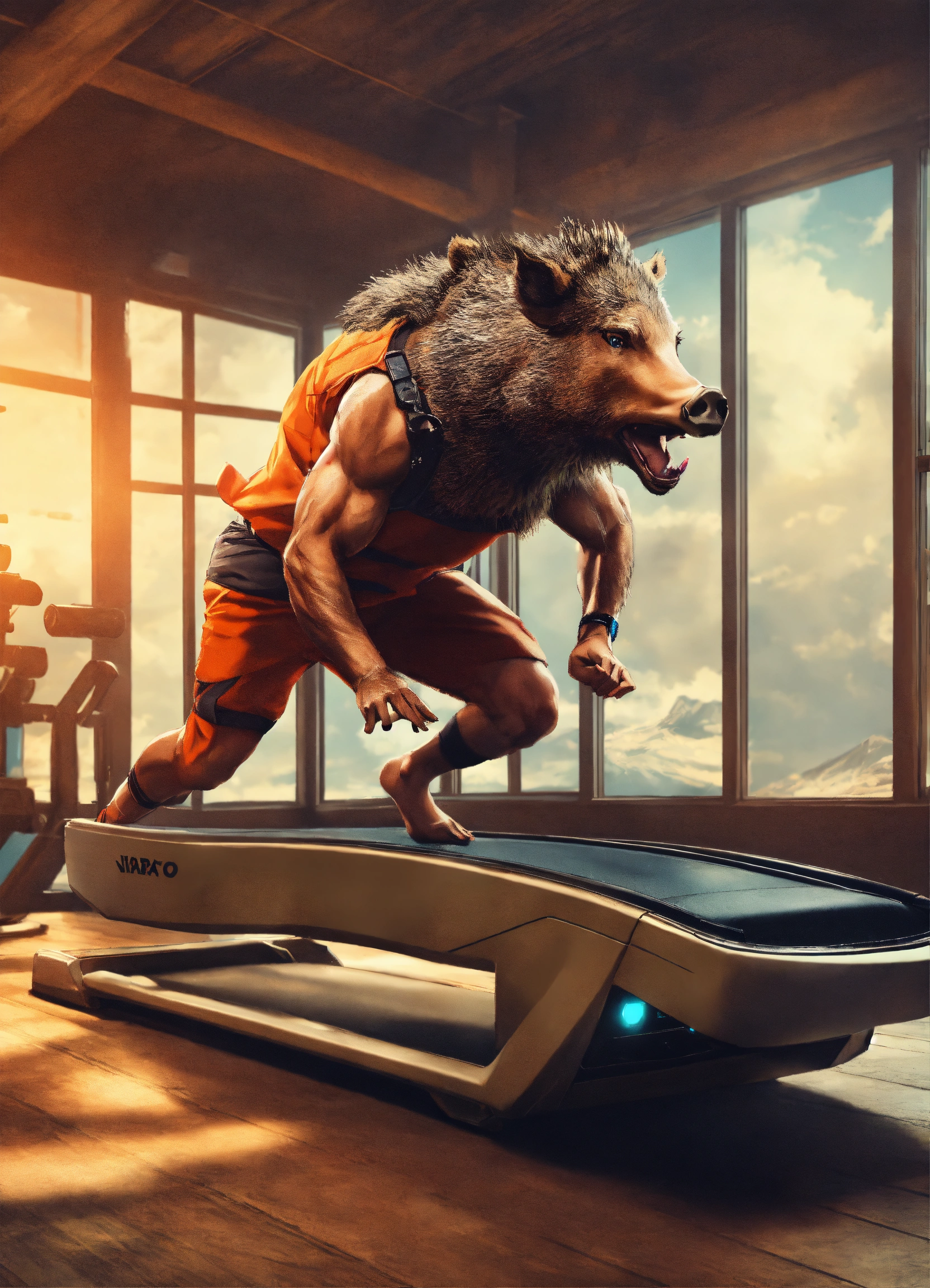 Lexica - Humoristic Naruto body mixed with wild boar head running ...