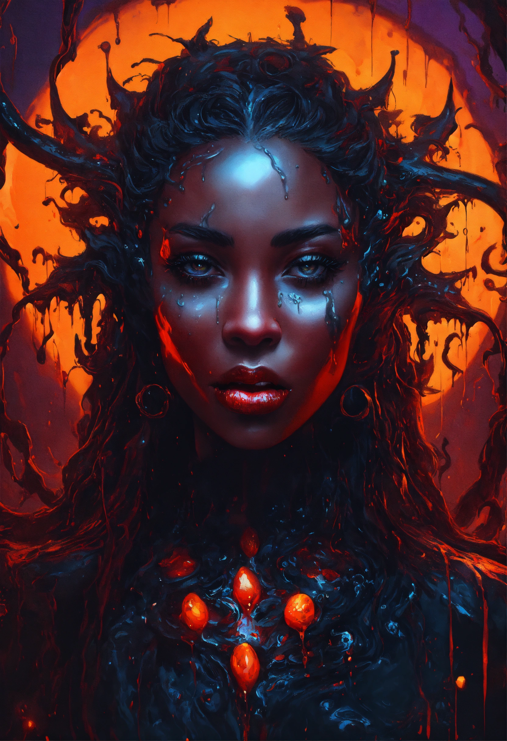 Lexica - Splash art, a quirky liquid portrait of a hauntingly beautiful ...