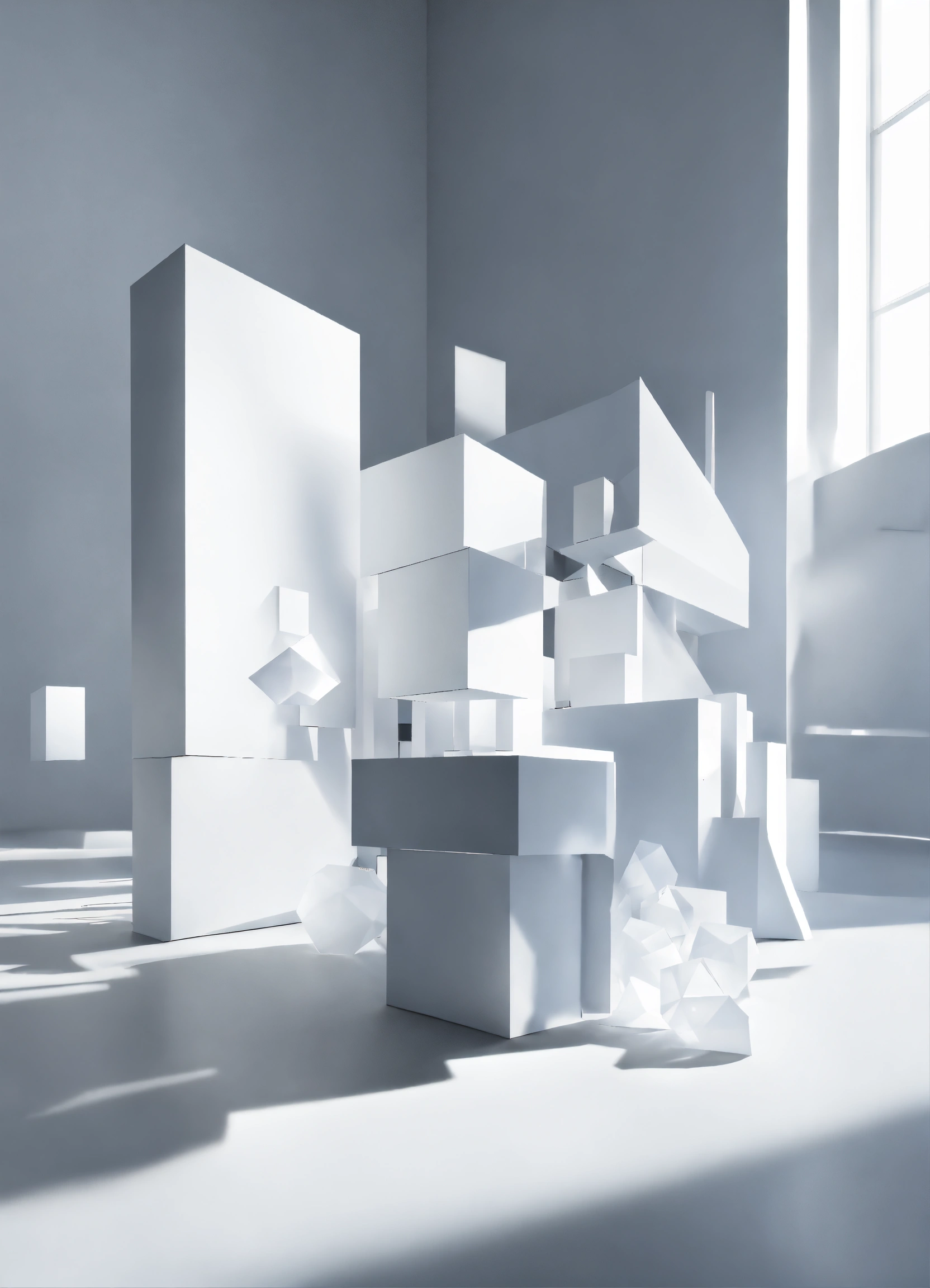 Lexica - White pieces of plastic forming minimalism. realistic lighting ...