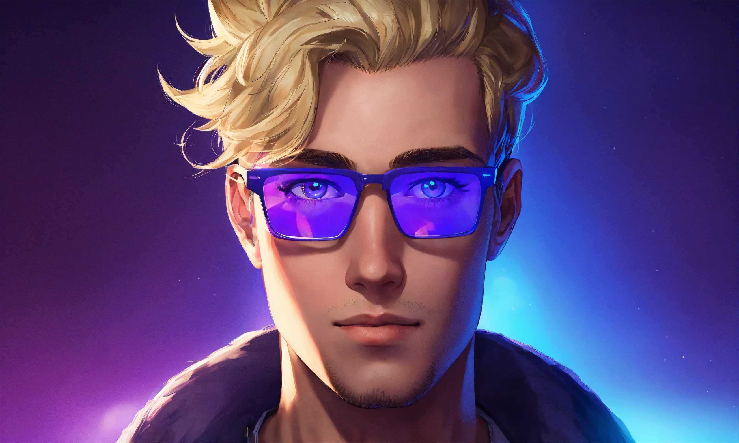 Lexica - A male gaming streamer, blonde hair, clean shaved, short wavy ...