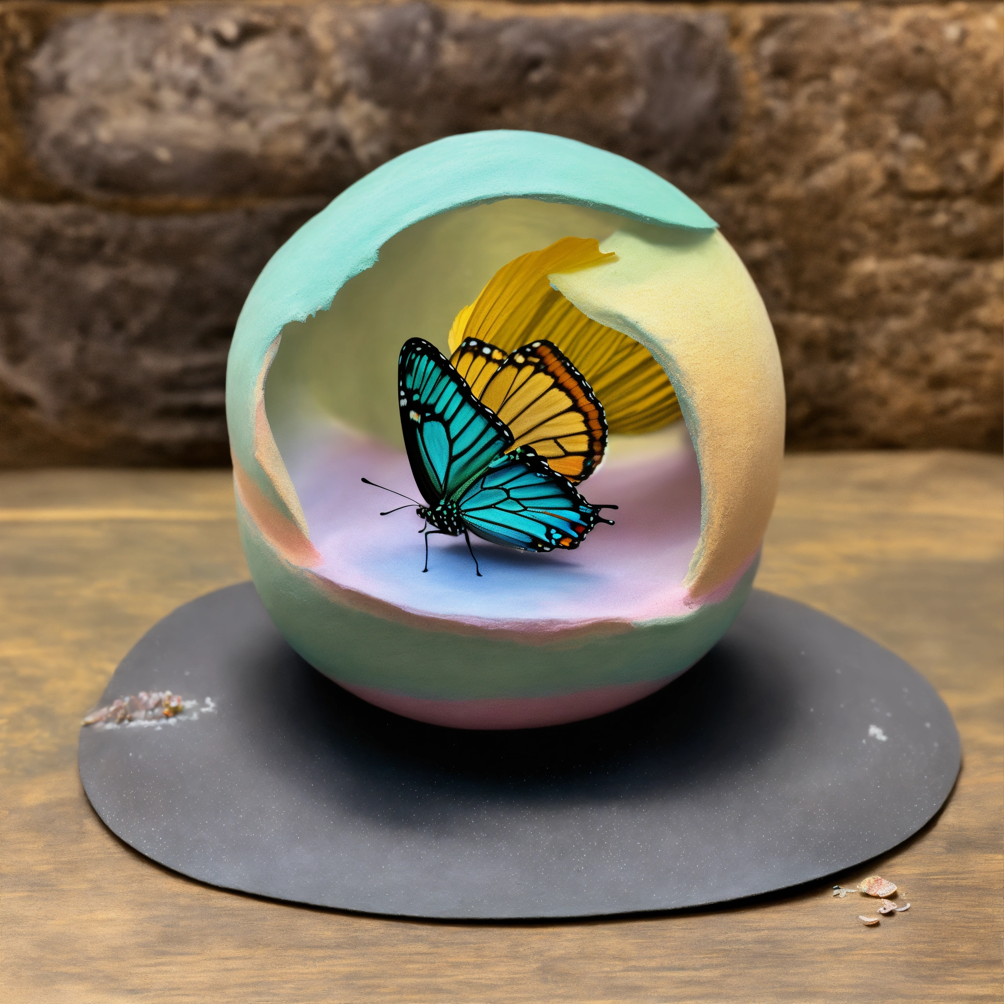 Lexica - A butterfly emerging from the cocoon in pastel drawing sculpture