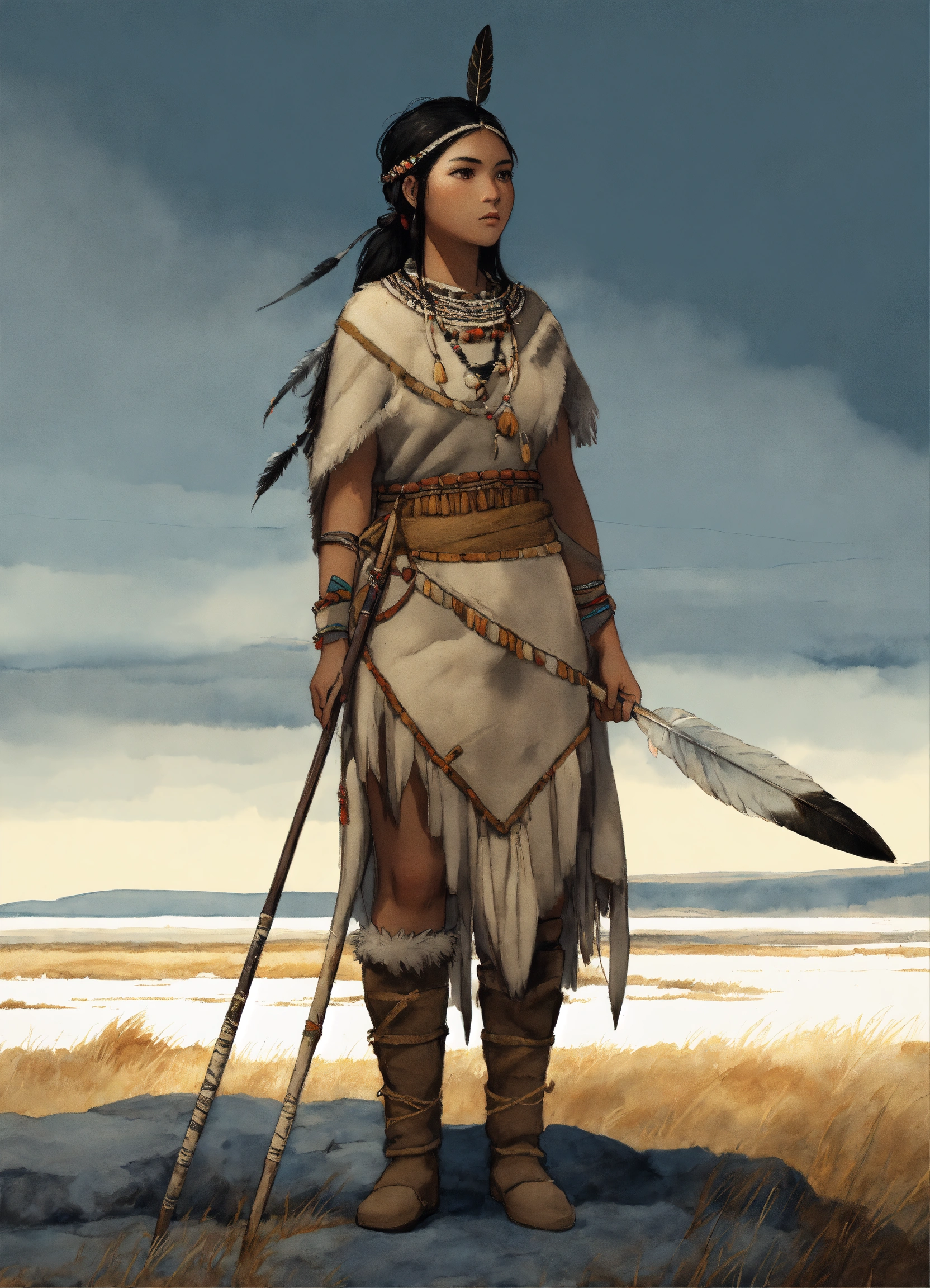 Lexica - Full body Illustration of an inuit woman, young, 18 years old ...
