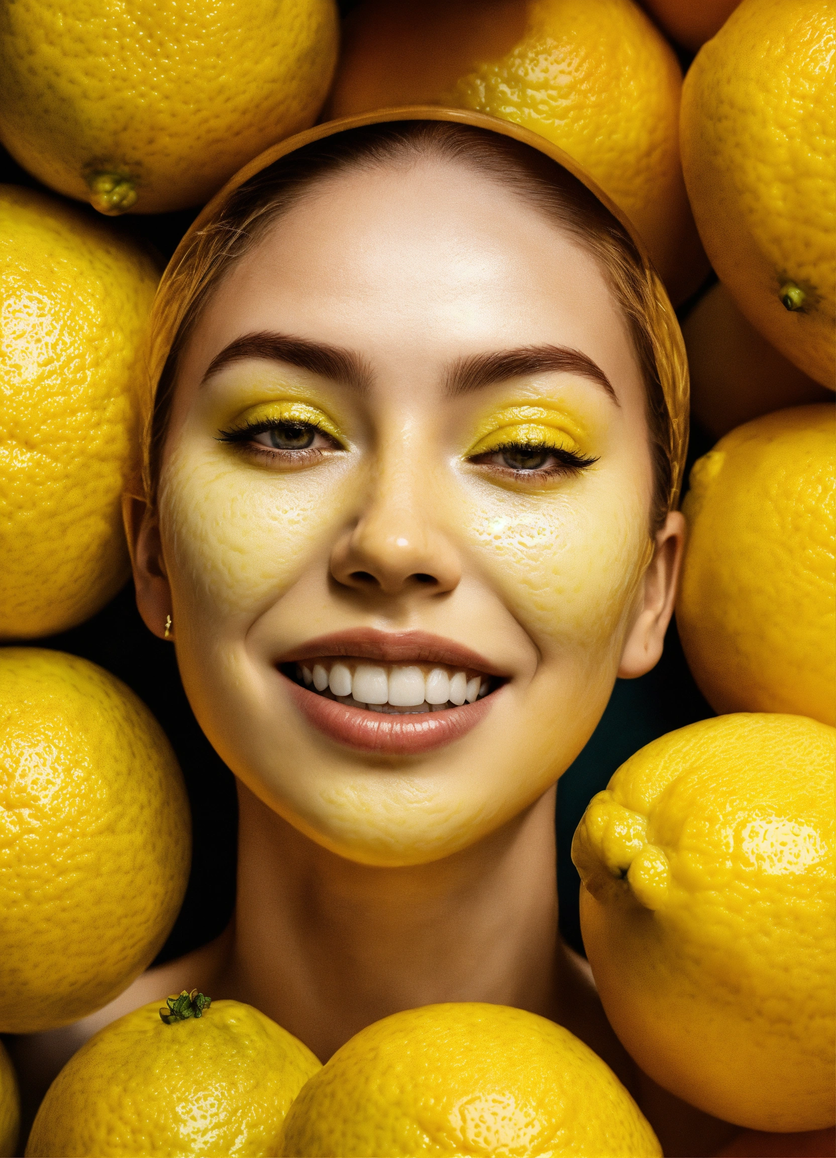 Lexica - A lemon with weird smiling human face, wtf, cover of vogue