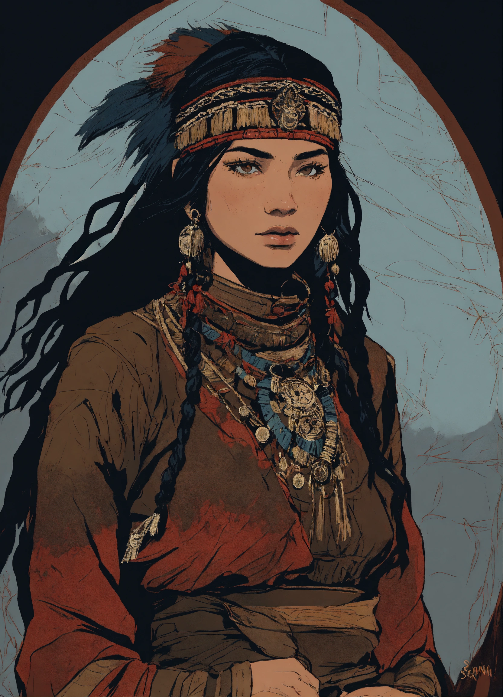 Lexica - Illustration of a young Sámi woman in the style of Bernie ...
