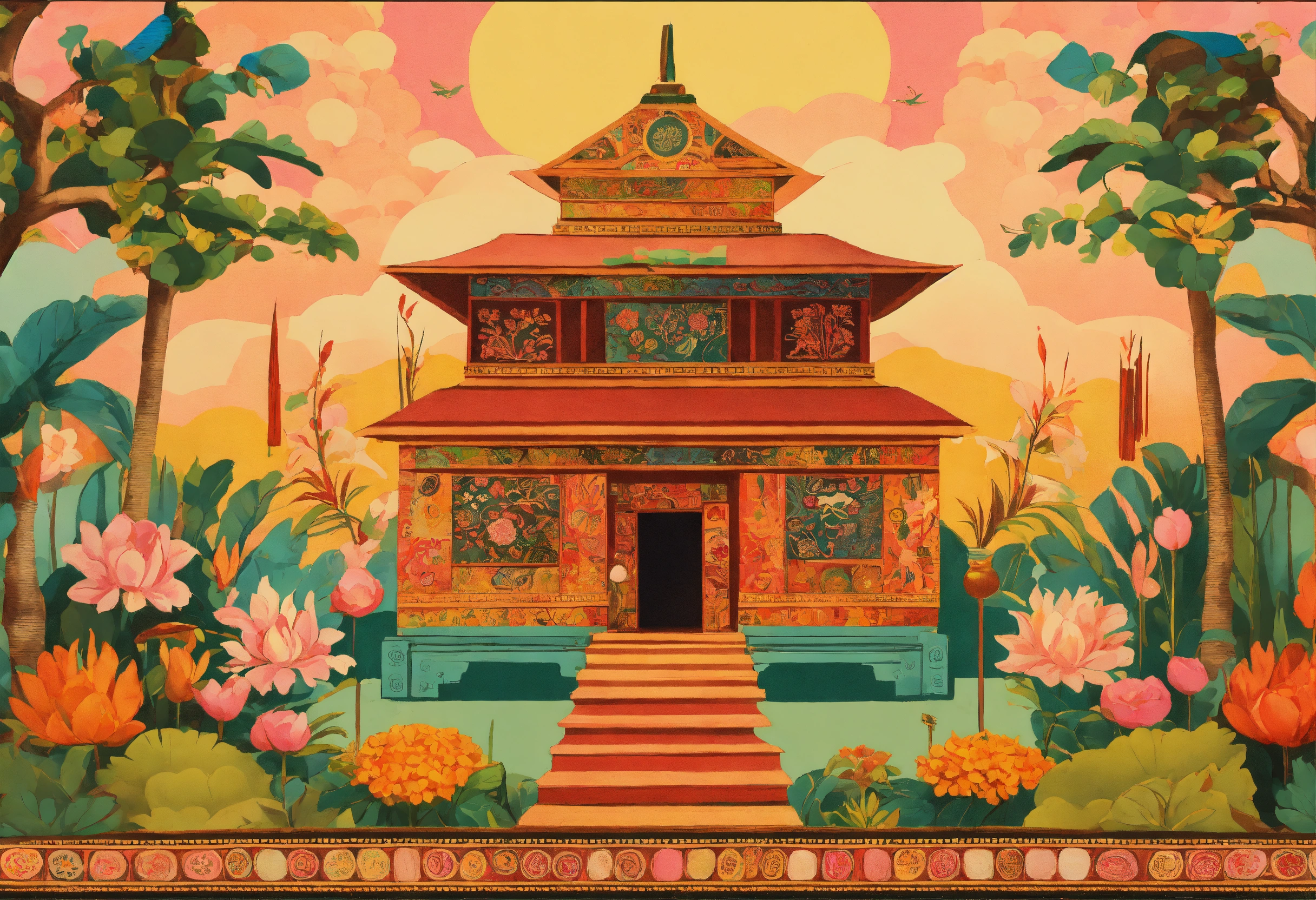 Lexica - Indonesian folk art, sundanese, vintage modern pastel color