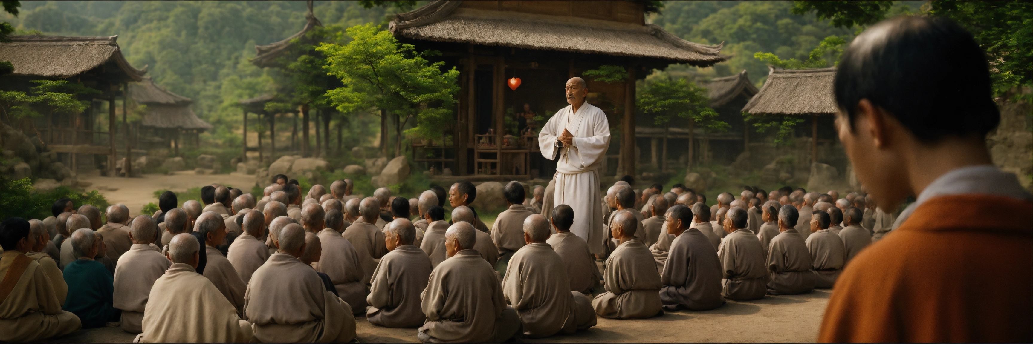 Lexica - Create an image of the Zen master preaching to a group of ...