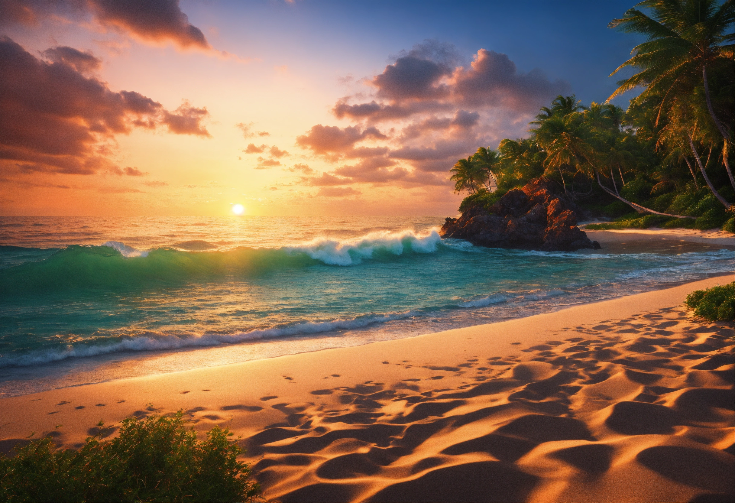 Lexica - The most beautiful beach sunset photo-realistic
