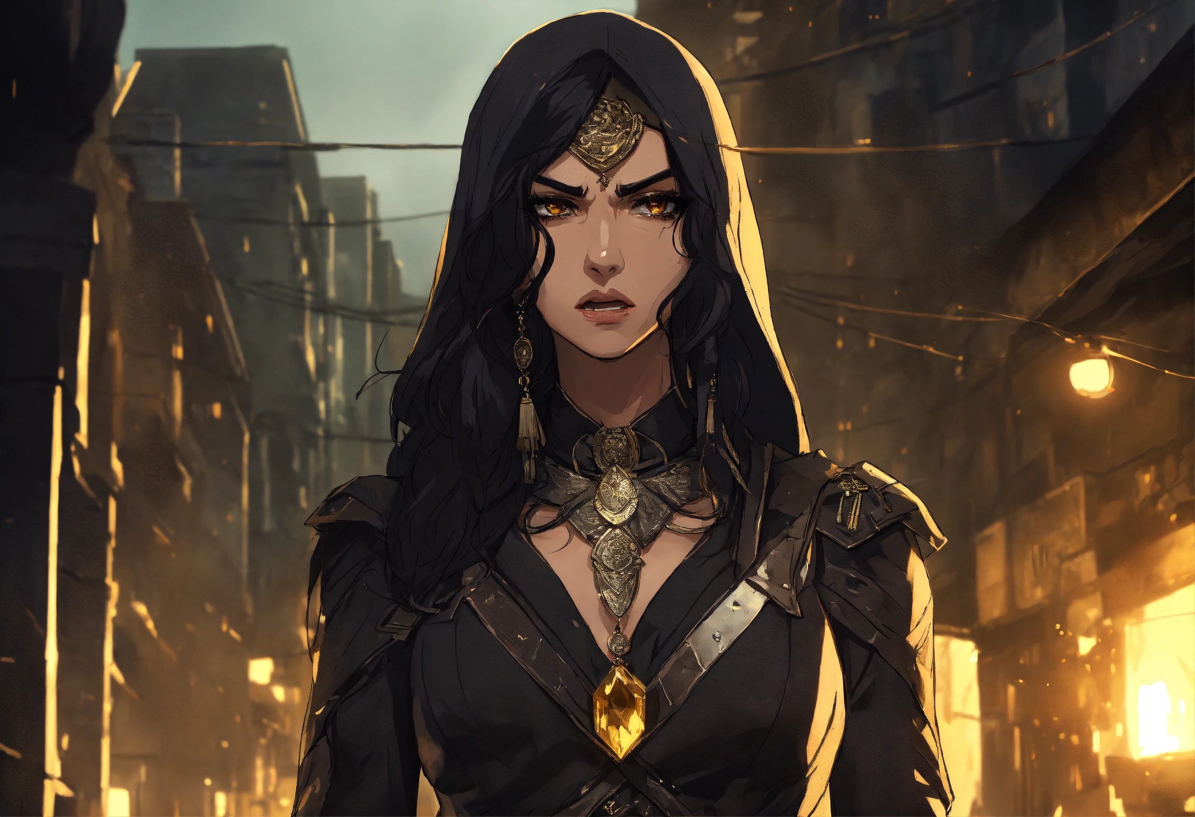 Lexica - Angry beautiful middle eastern assassin wearing a black and ...