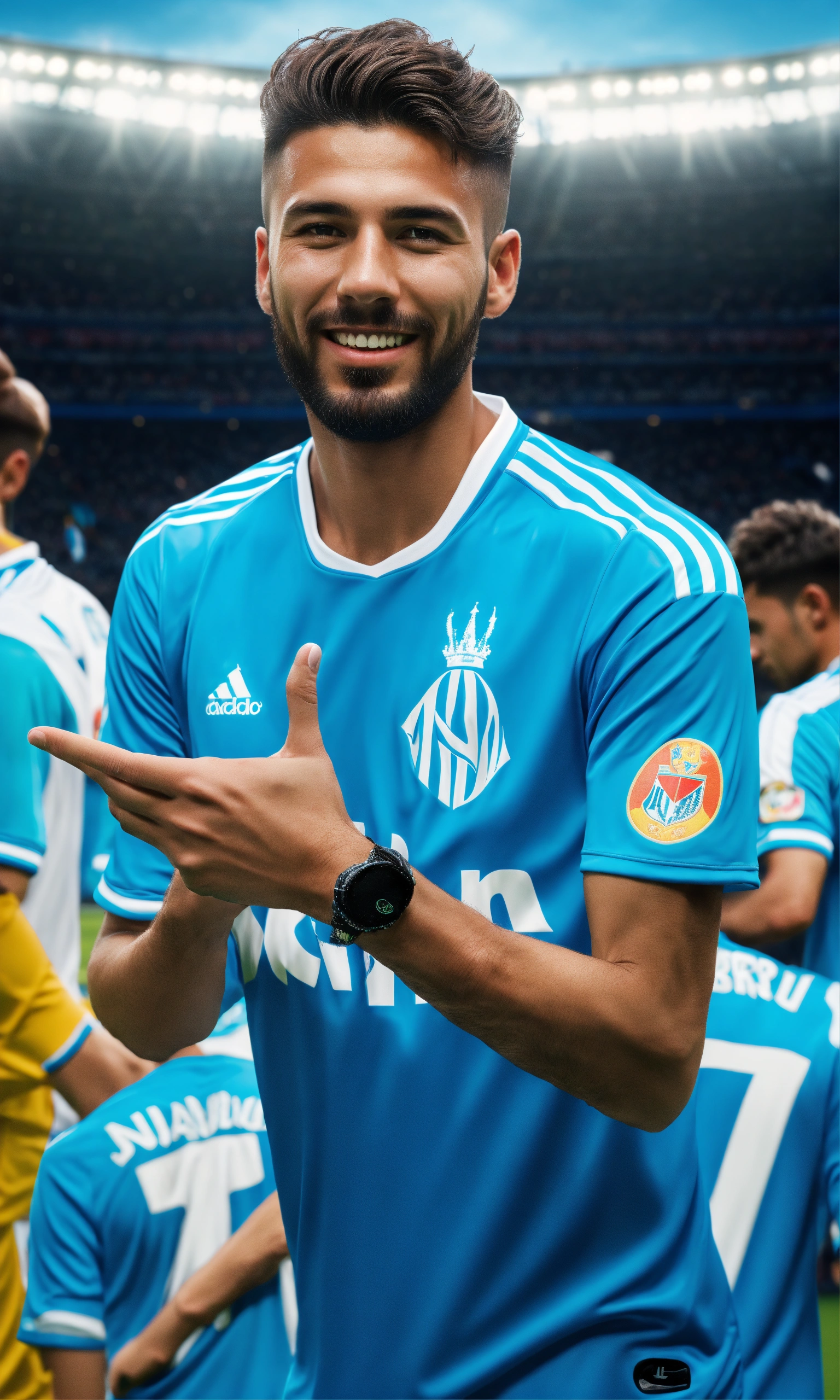 Lexica - Jul iwith marseille color, making his hand sign, hyper ...