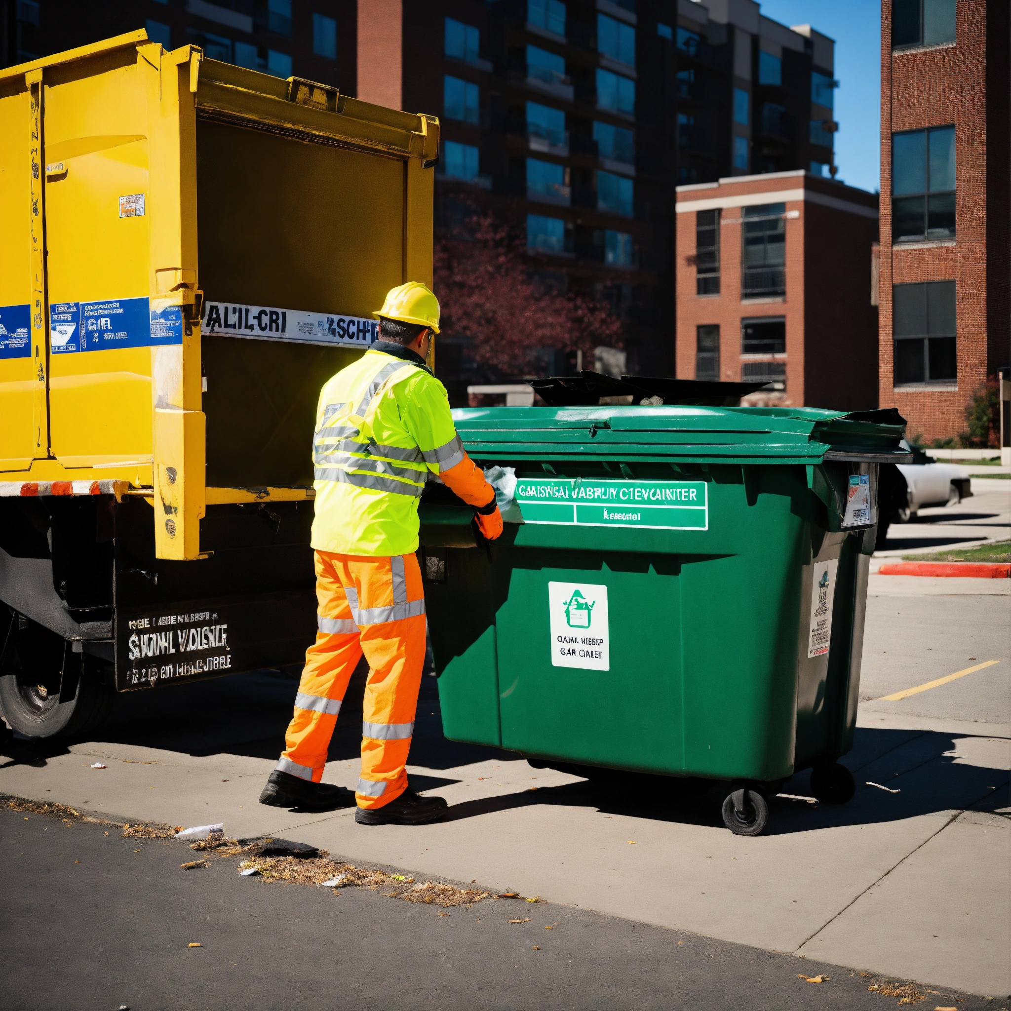 Lexica - A photo of a man in a high-visibility vest taking out the ...