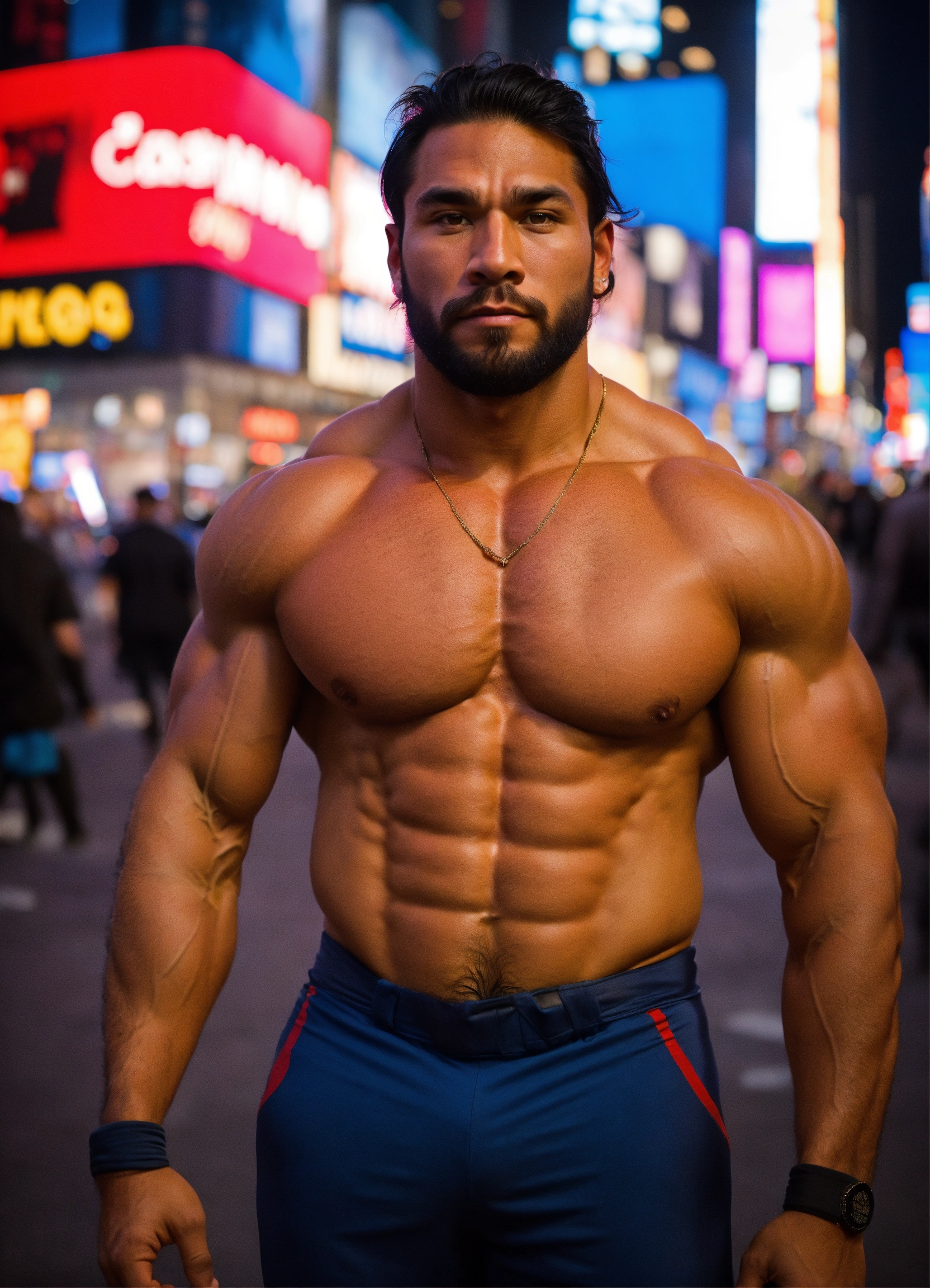 Lexica - 30-year-old hairy Native American man with big muscles, big ...