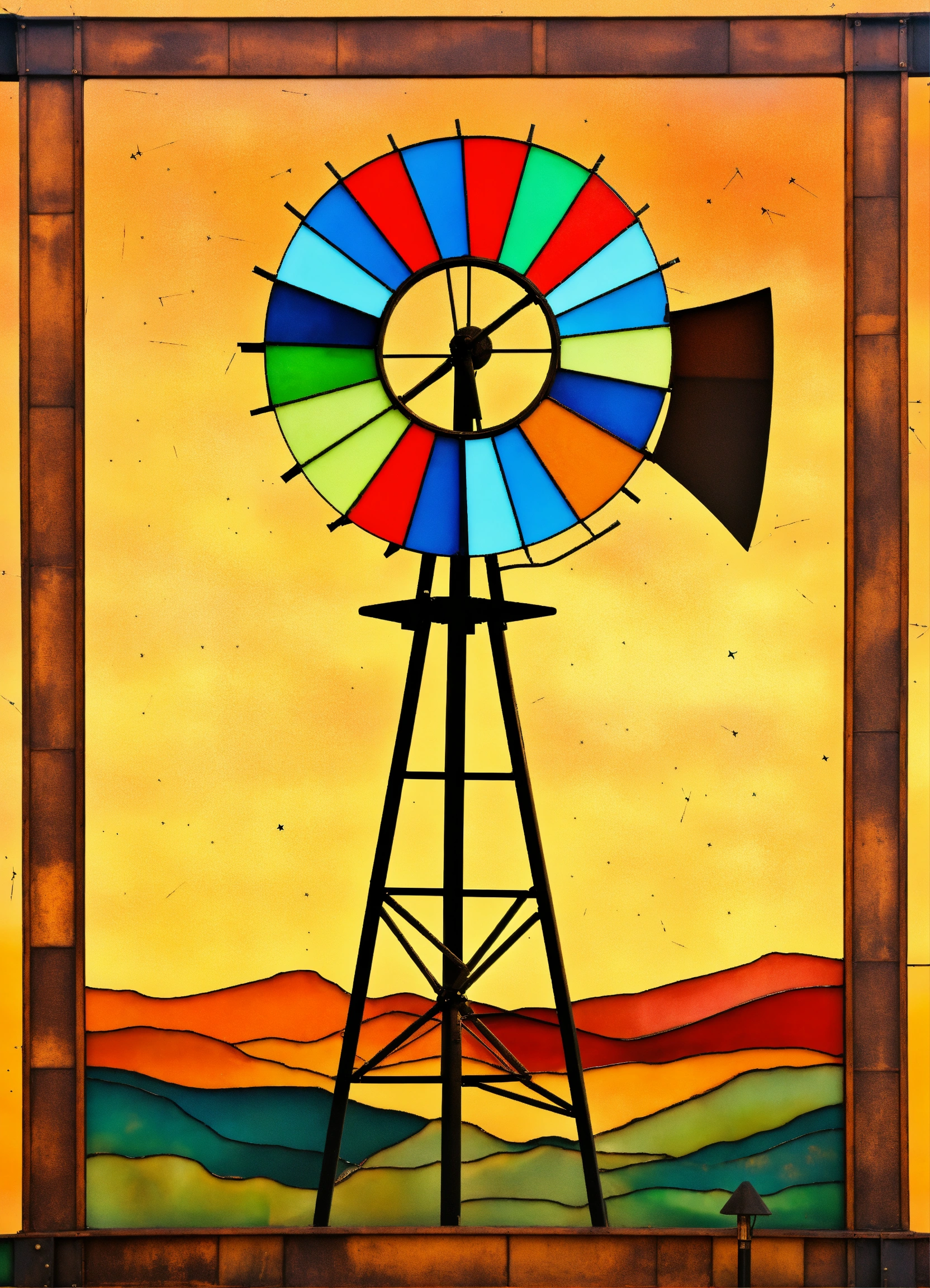 Lexica - American southwest rustic metal farm windmill with colorful ...
