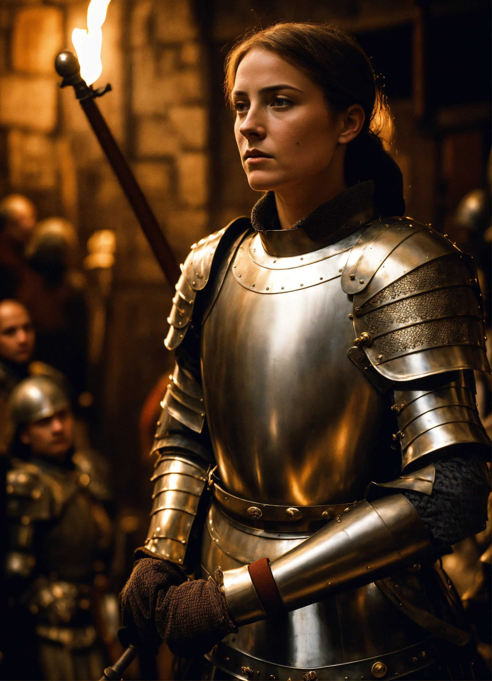 Lexica - Joan of Arc, adjusting a suit of armor over her masculine ...