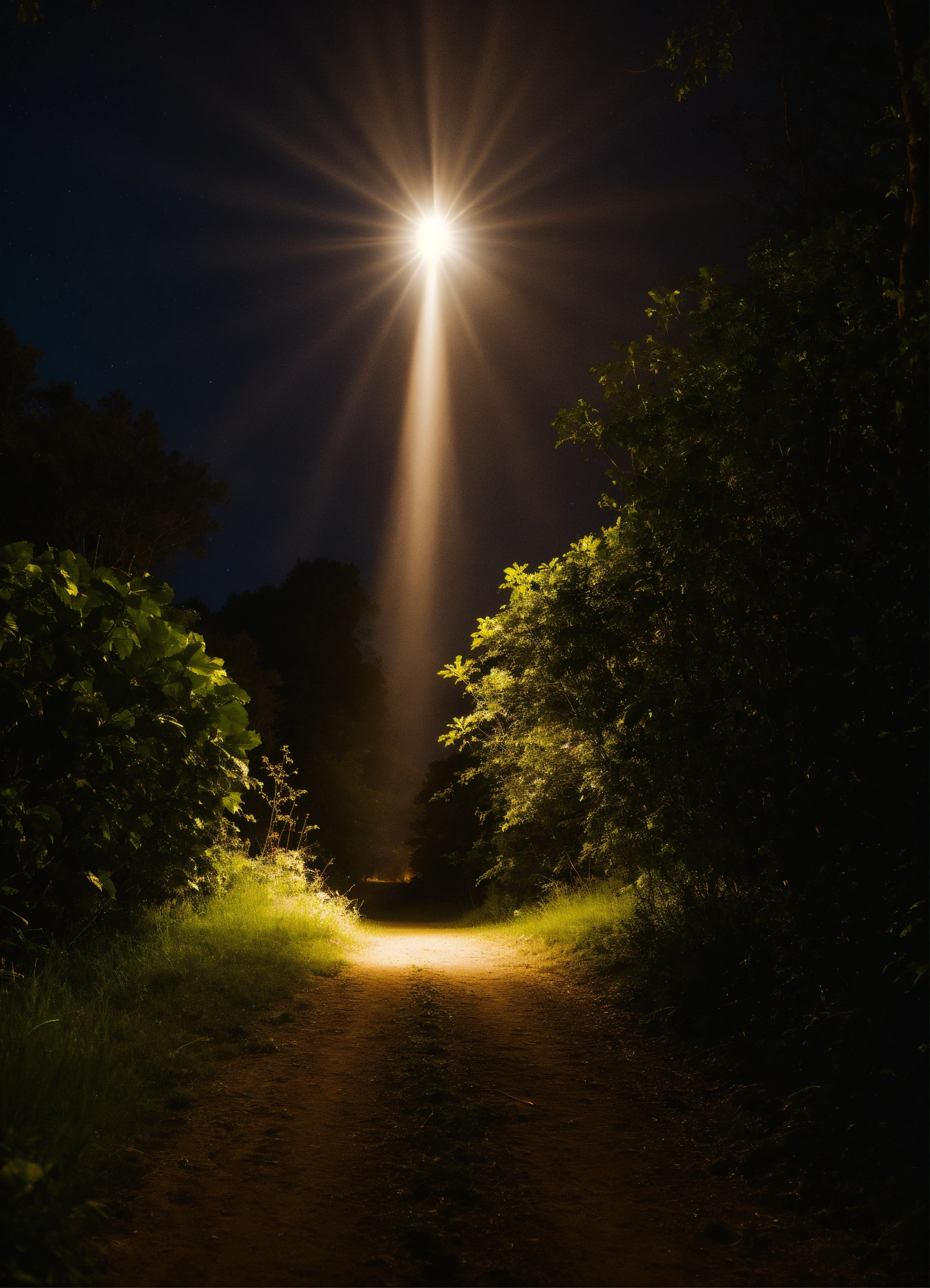 Lexica - A ray of light ascending to heaven, night time