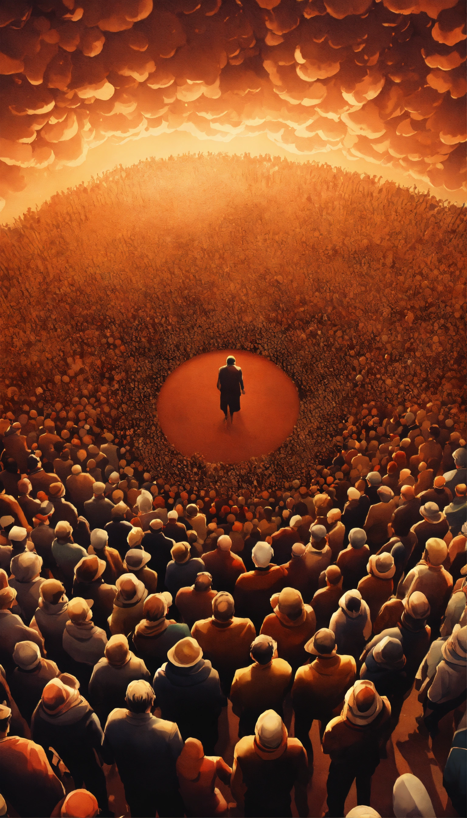 Lexica - A lone person getting surrounded by an angry mob of people in ...