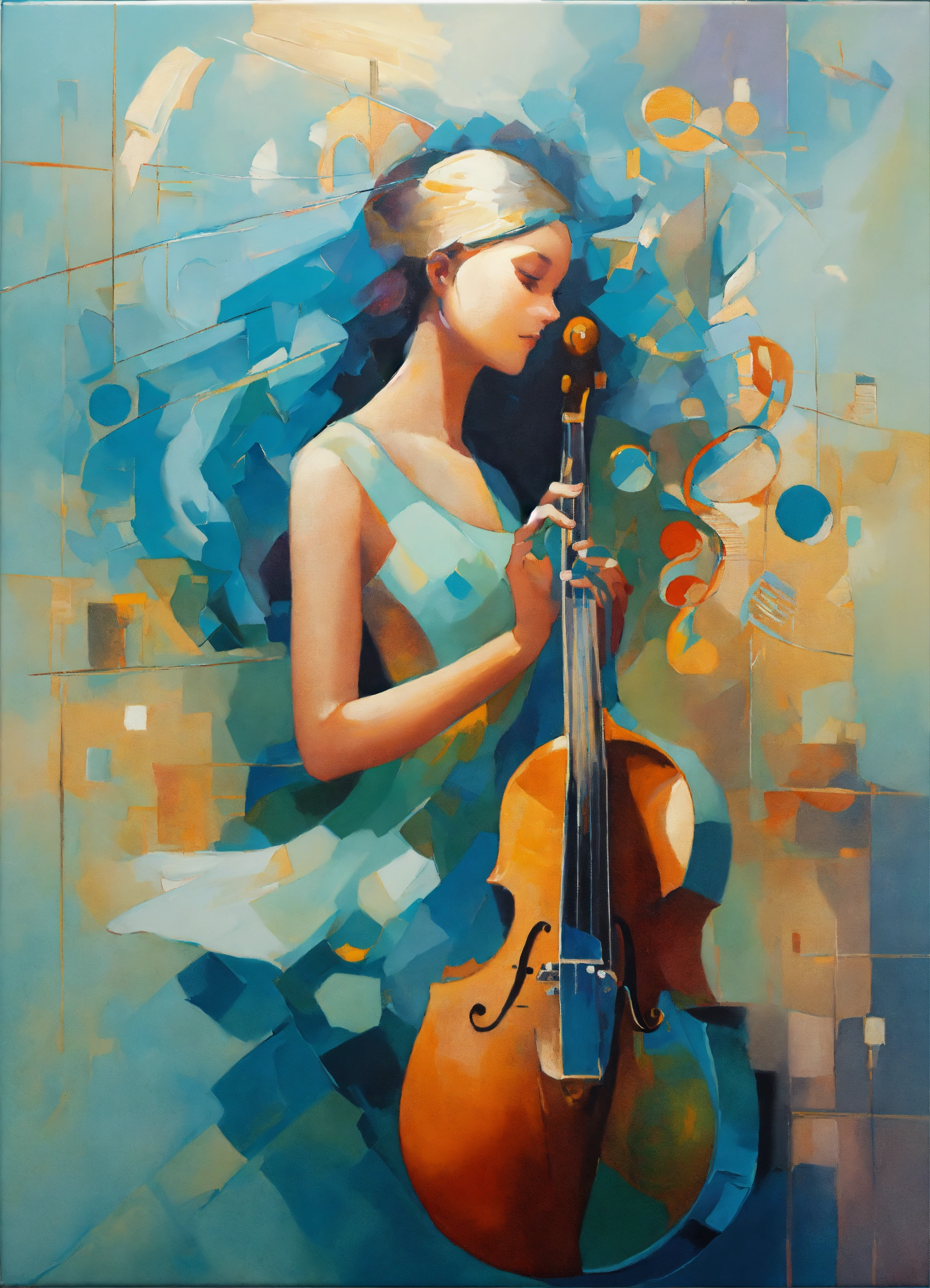 Lexica - Abstract oil painting with personification of music in a cool ...