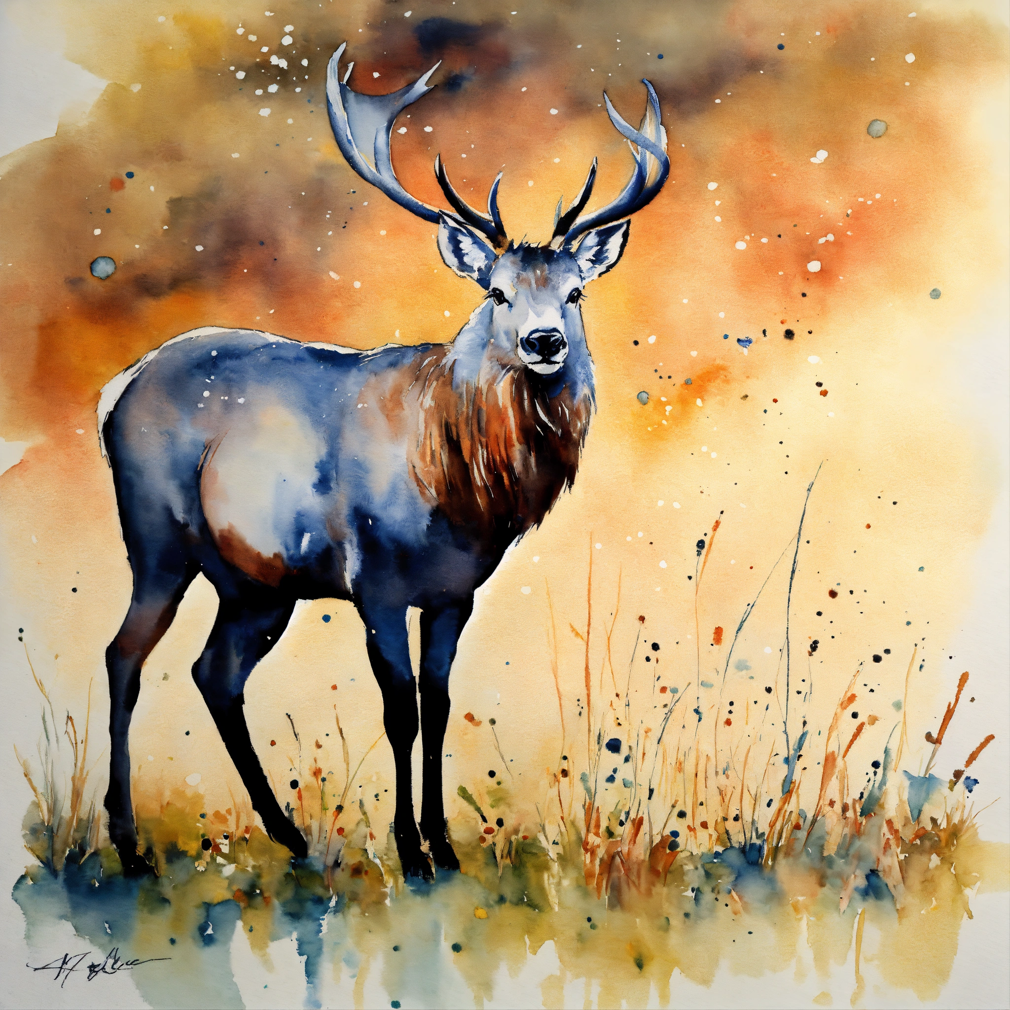 Lexica - Pintura em aquarela de um alce