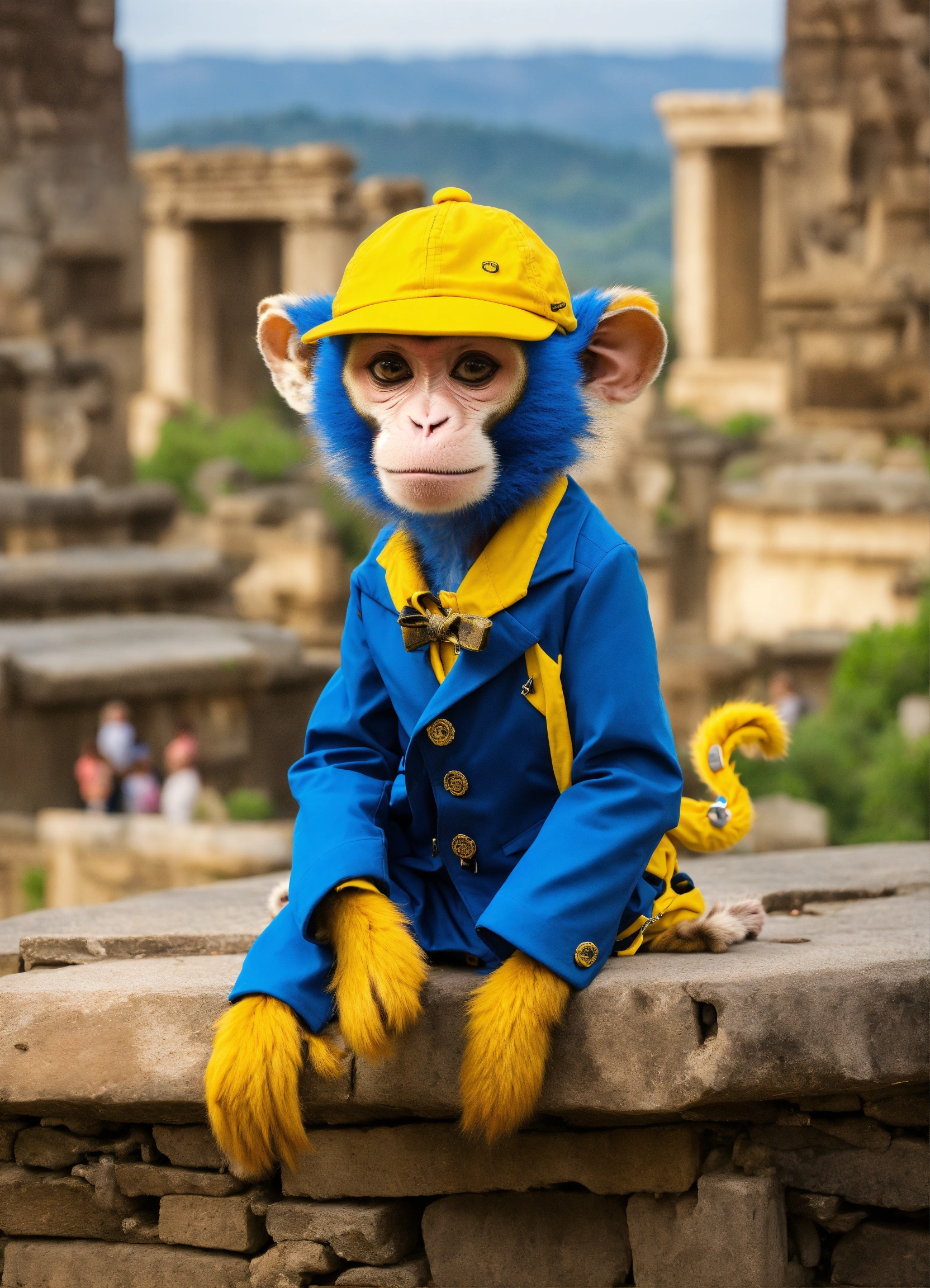 Lexica - Simon the mischievous Monkey in human clothes , blue Jacket ...