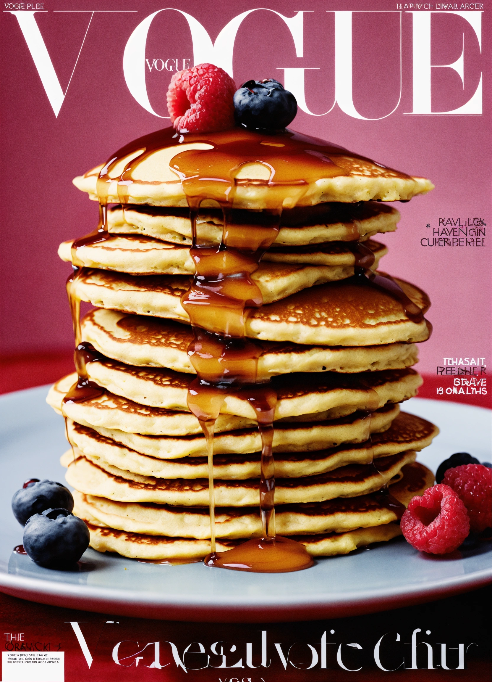 Lexica - A stack of pancakes on the cover of Vogue