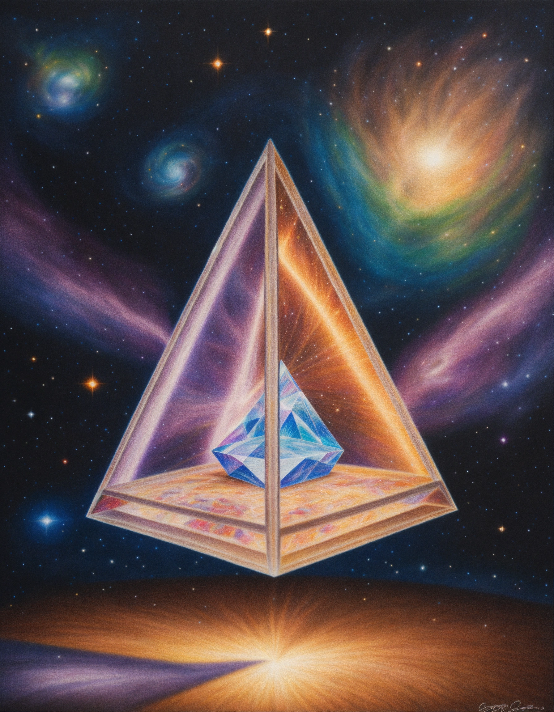 Lexica - Realistic colored pencil drawing of a iluminate crystal ...