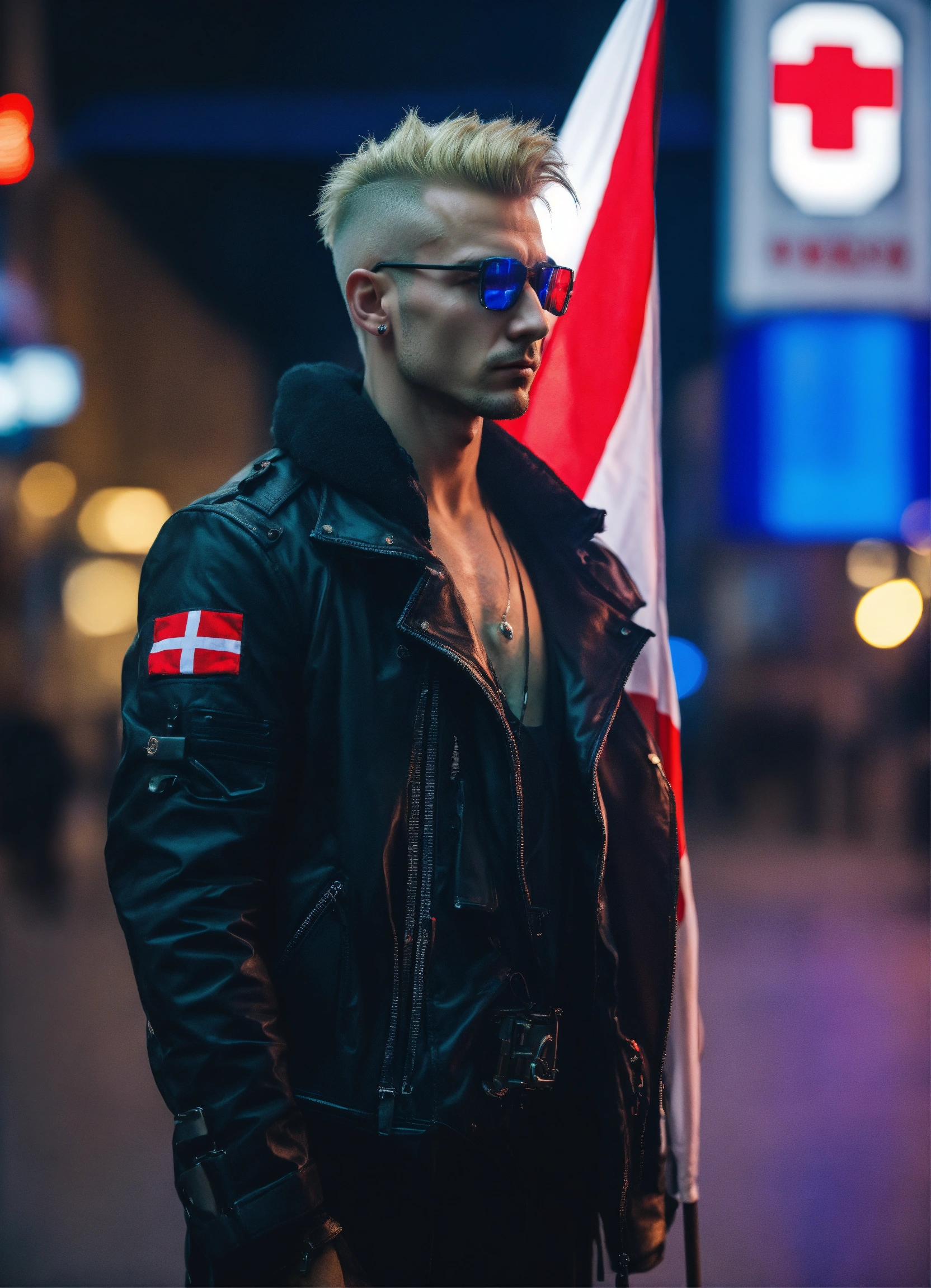 Lexica - Cyberpunk style, handsome man in cyber punk city, Poland, in ...