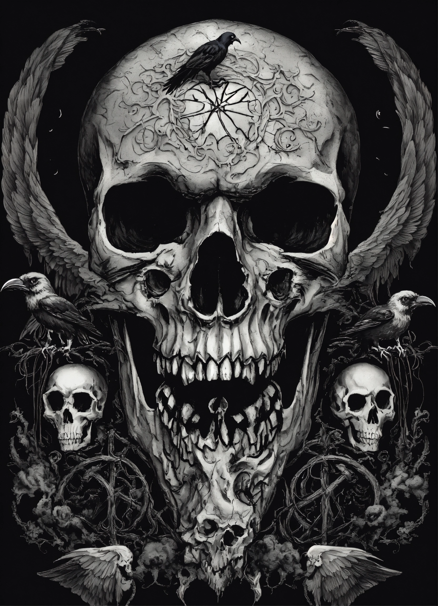 Lexica - Satanic symbols, angry vampire skull, crow, halloween, strange ...