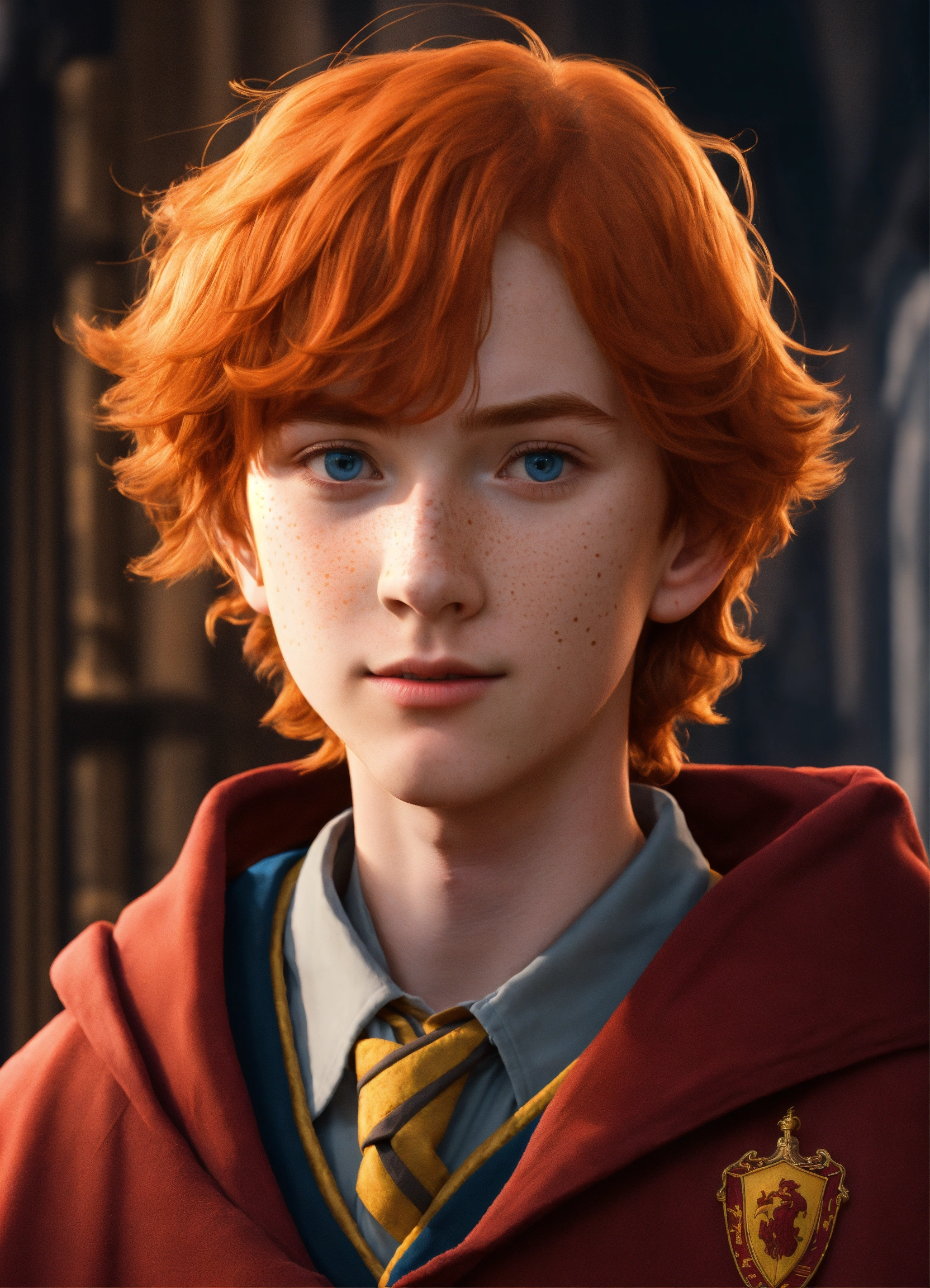 Lexica - 13-year-old male, red hair, freckles, blue eyes, long nose ...
