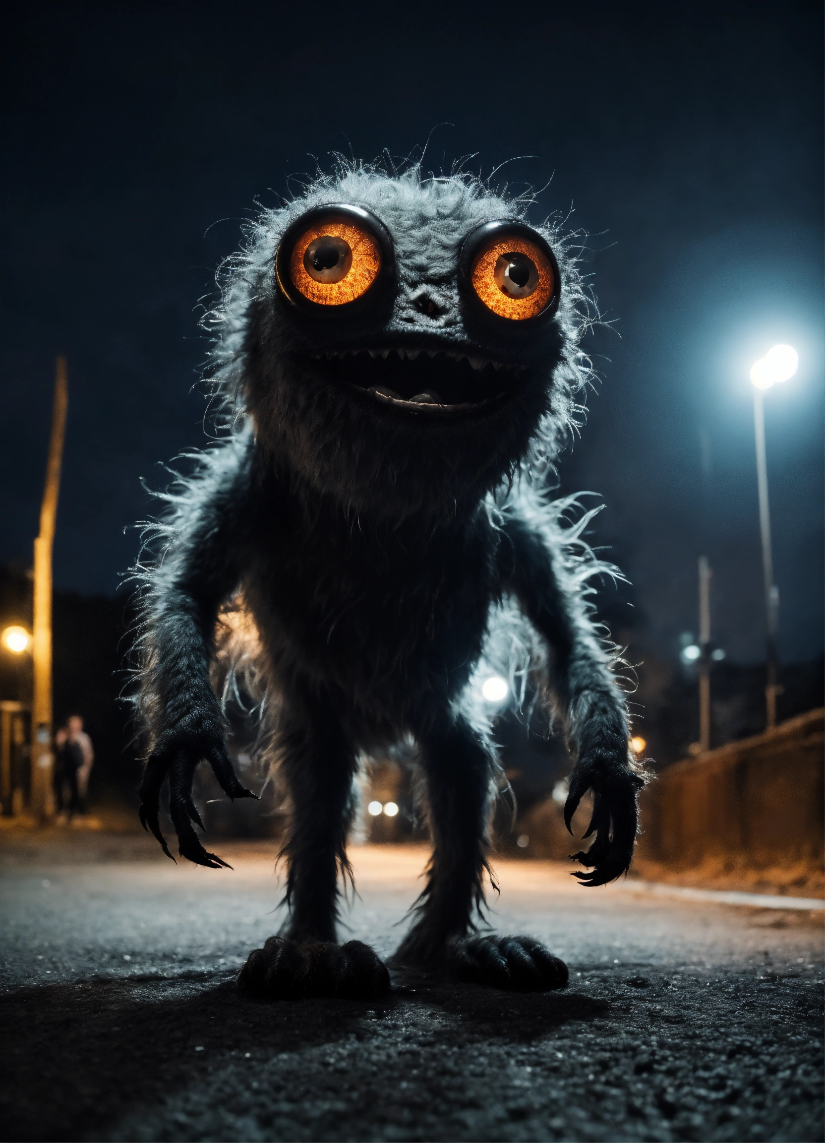 Lexica - Very cute, realistic grey monster whit many eyes standing in ...