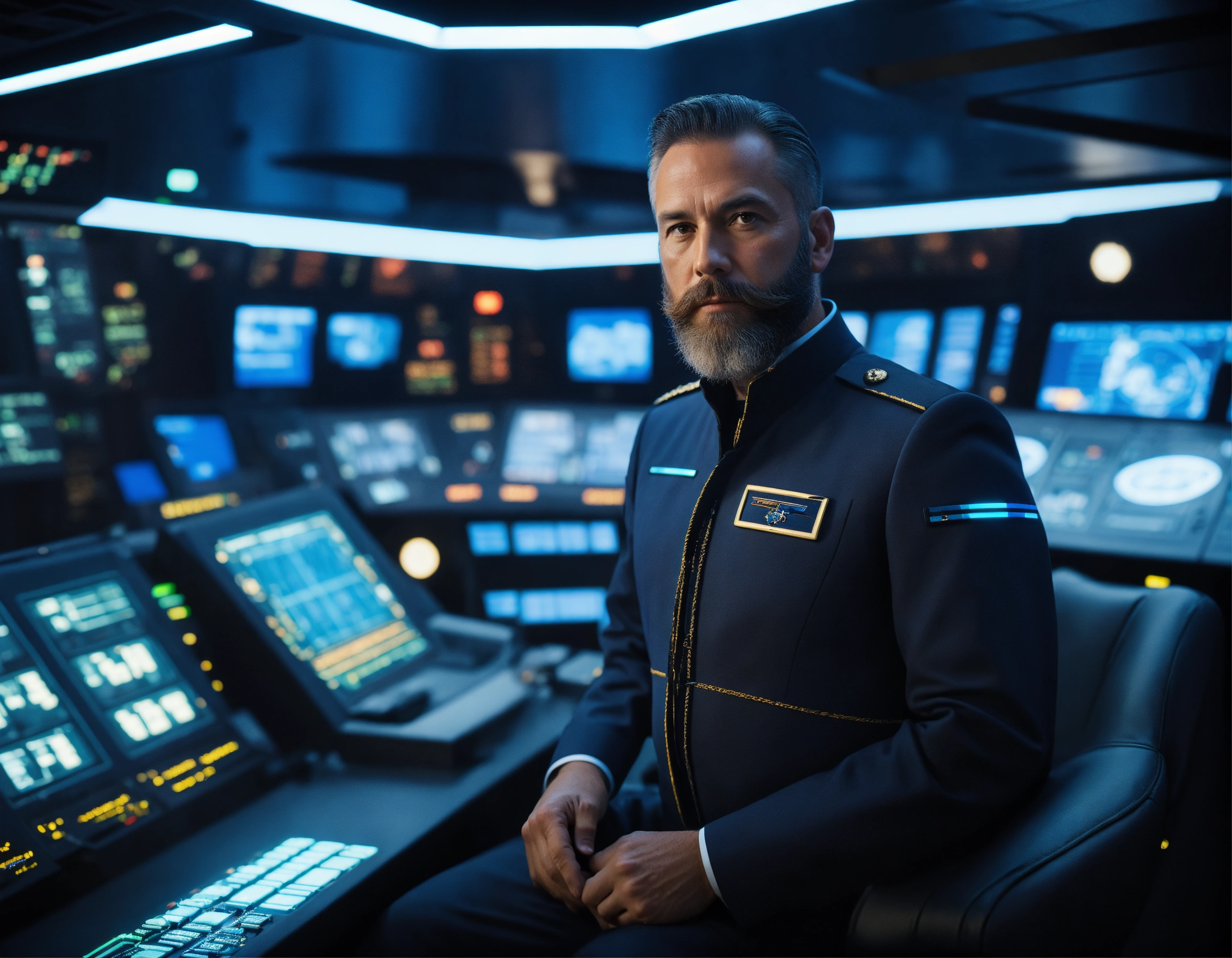 Lexica - 50 year old masculine star commander with sleek uniform and ...