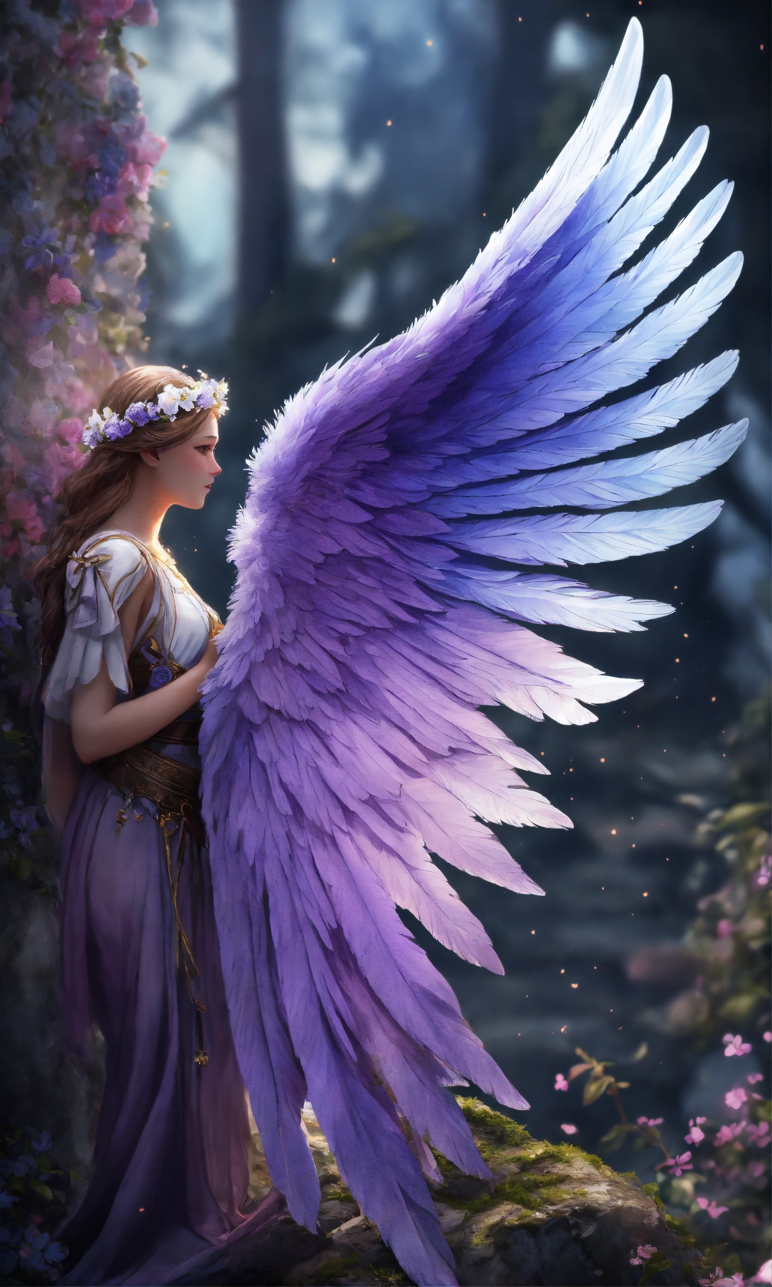 Lexica - Beautiful and perfect small angel wings of violet color with ...
