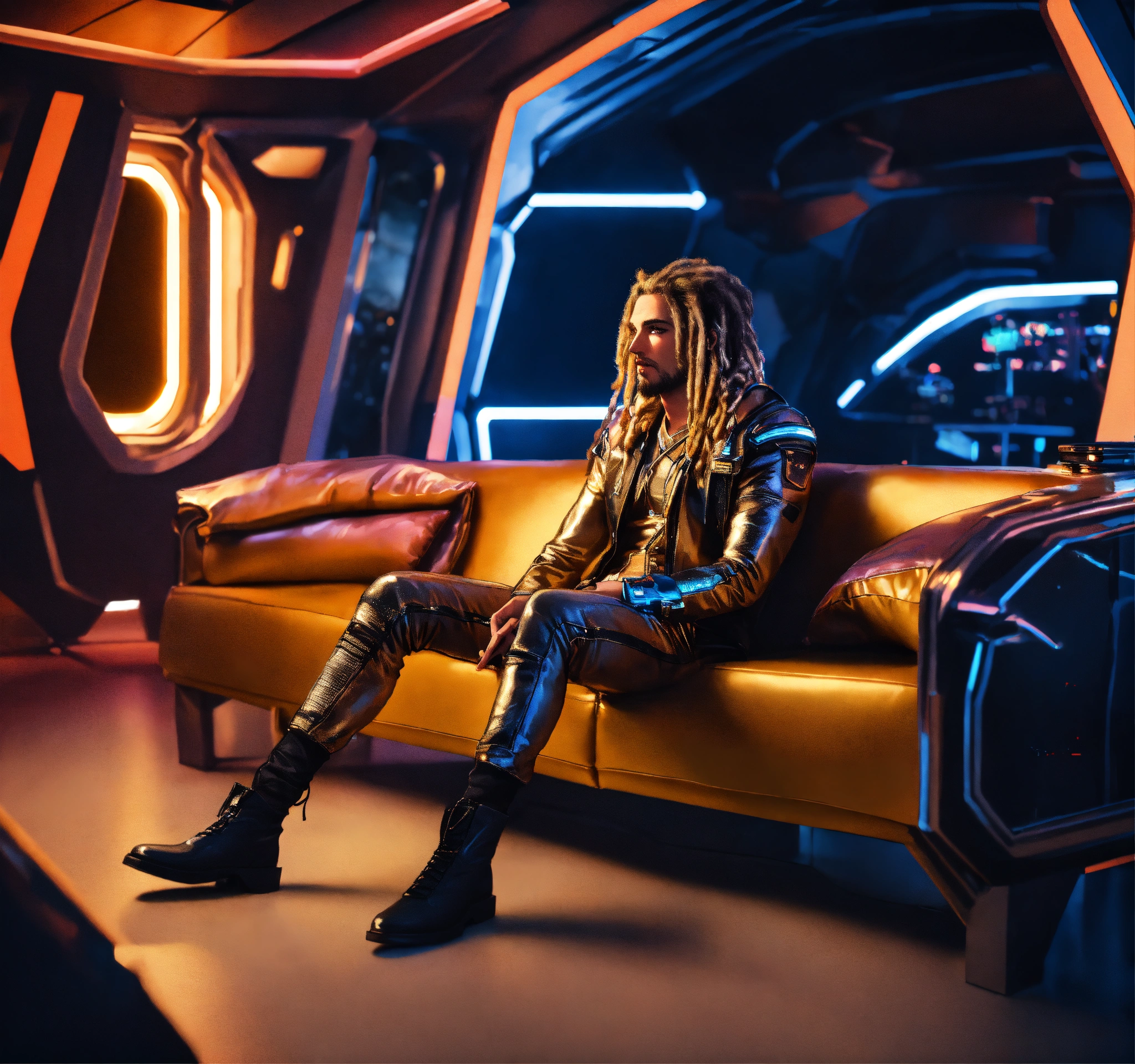 Lexica - Scruffy caucasian blonde dreadlock male rockstar in futuristic ...