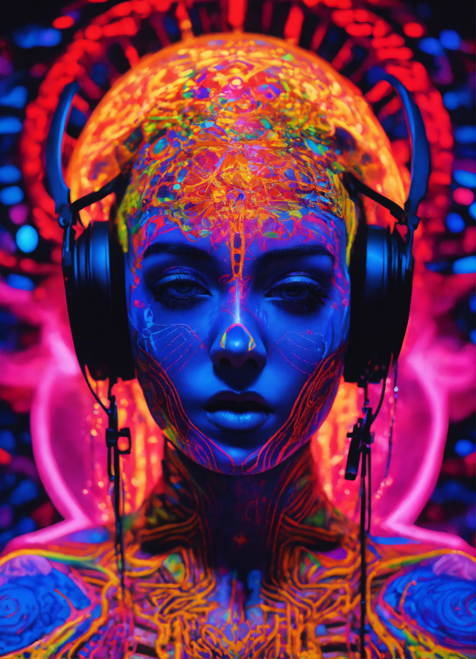 Lexica - Photorealistic full body portrait cybergoth style, of cosmic Alex Grey painting in a ...