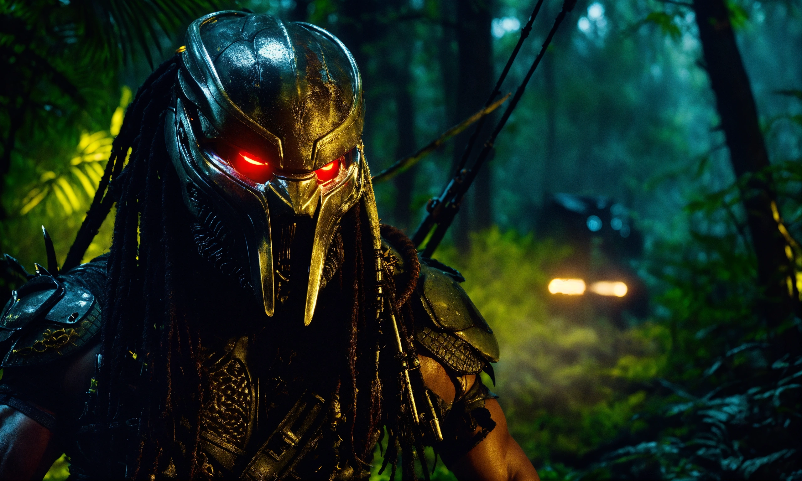 Lexica - Predator movie, scary, 4k, forest, glowing eyes